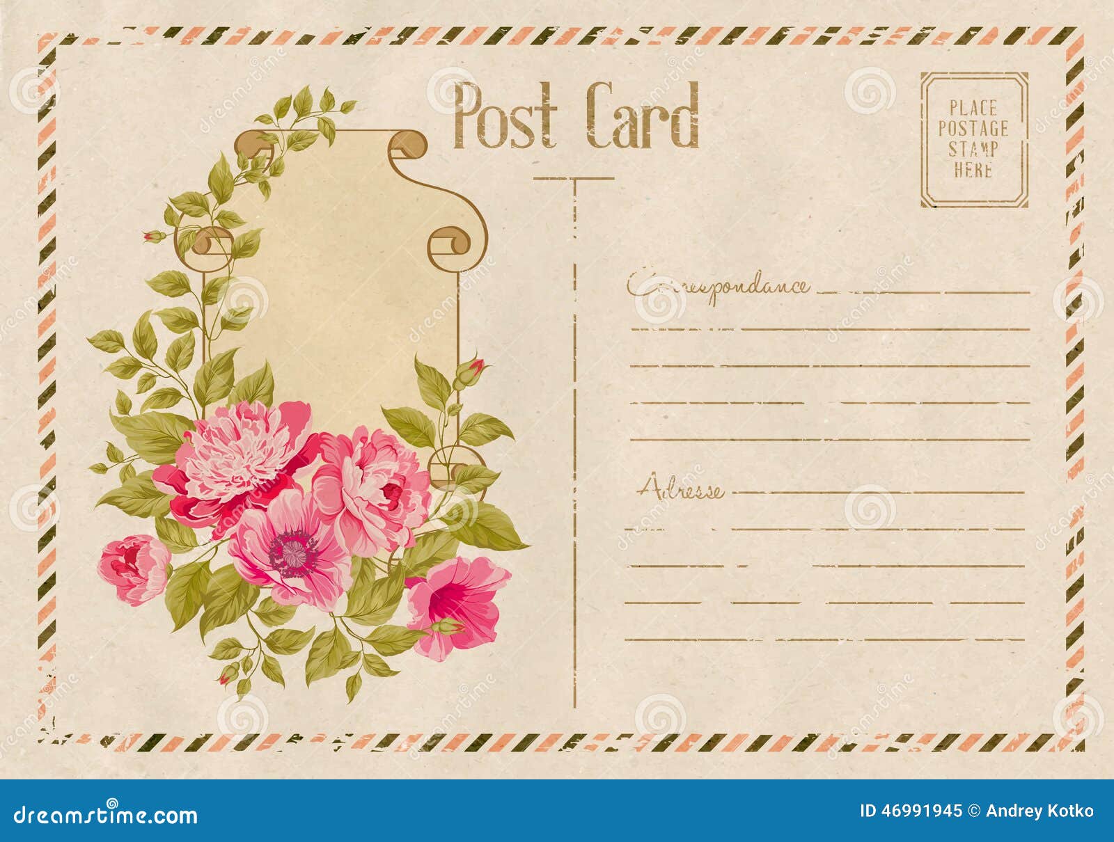 Vintage postcard stock vector. Illustration of blank - 46991945 Vintage postcard stock vector. Illustration of blank - 46991945