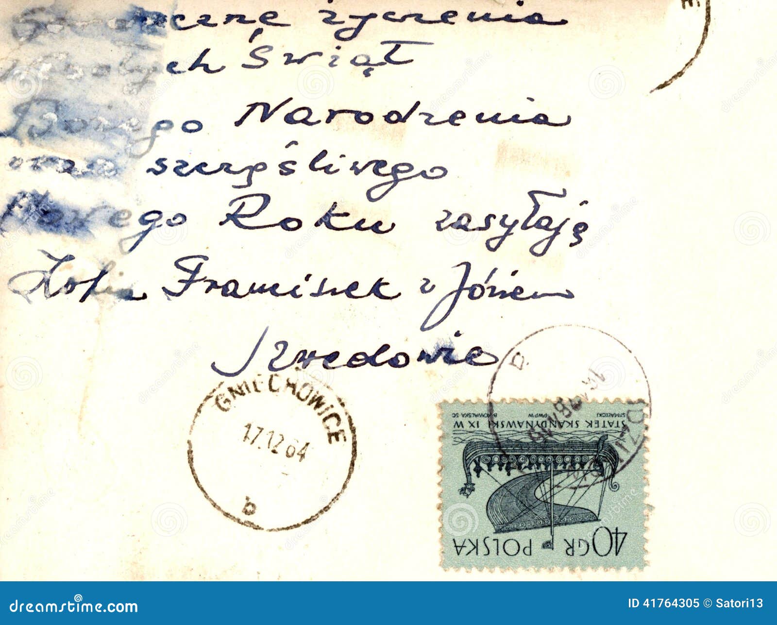 Vintage Postcard with Handwritten Message Stock Image - Image of grunge ...