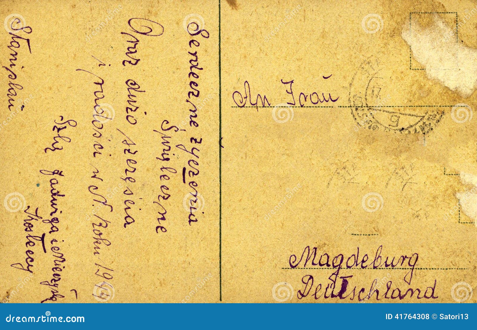 Vintage Postcard with Handwritten Message Stock Photo - Image of ...