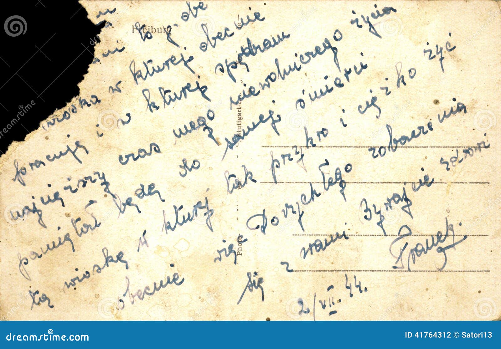 Vintage Postcard with Handwritten Message Stock Photo - Image of postal ...