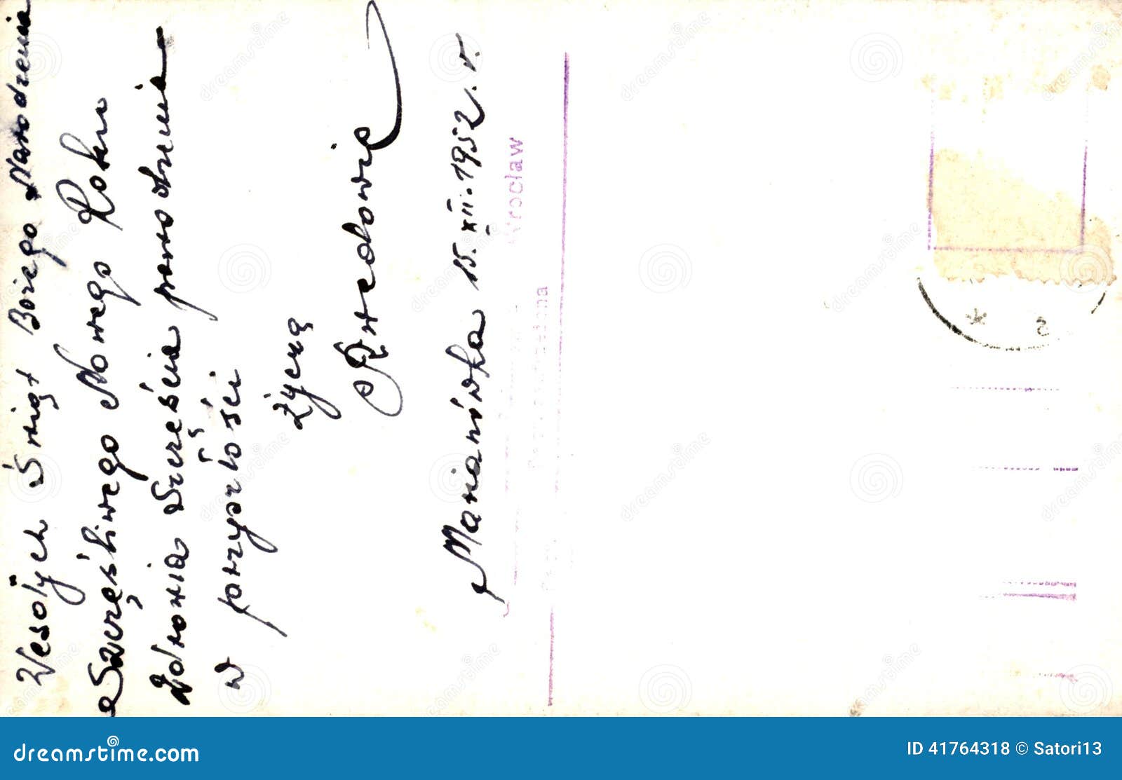 Vintage Postcard with Handwritten Message Stock Photo - Image of ...