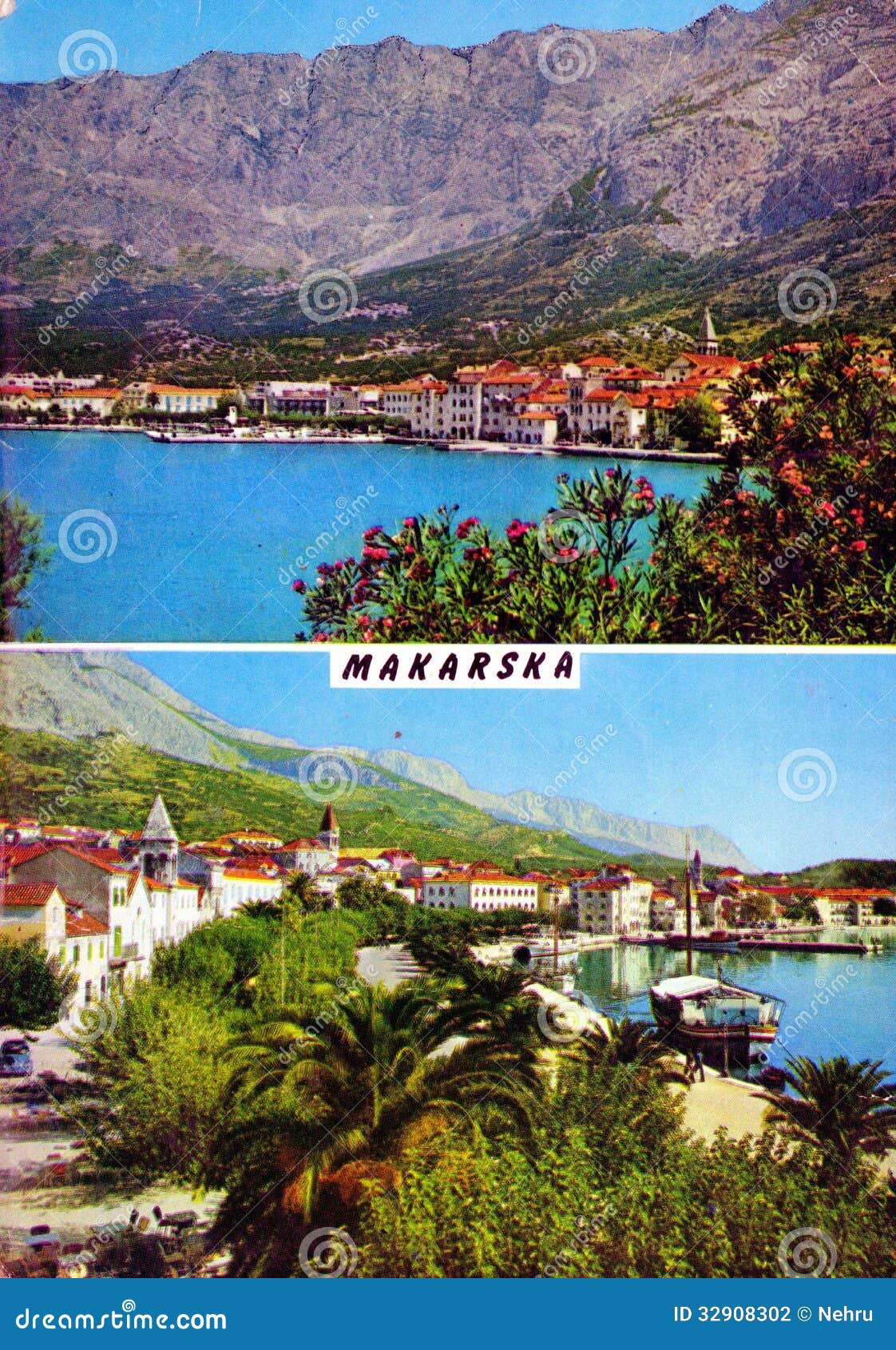 Vintage Postcard of Makarska, Croatia Editorial Photography - Image of ...