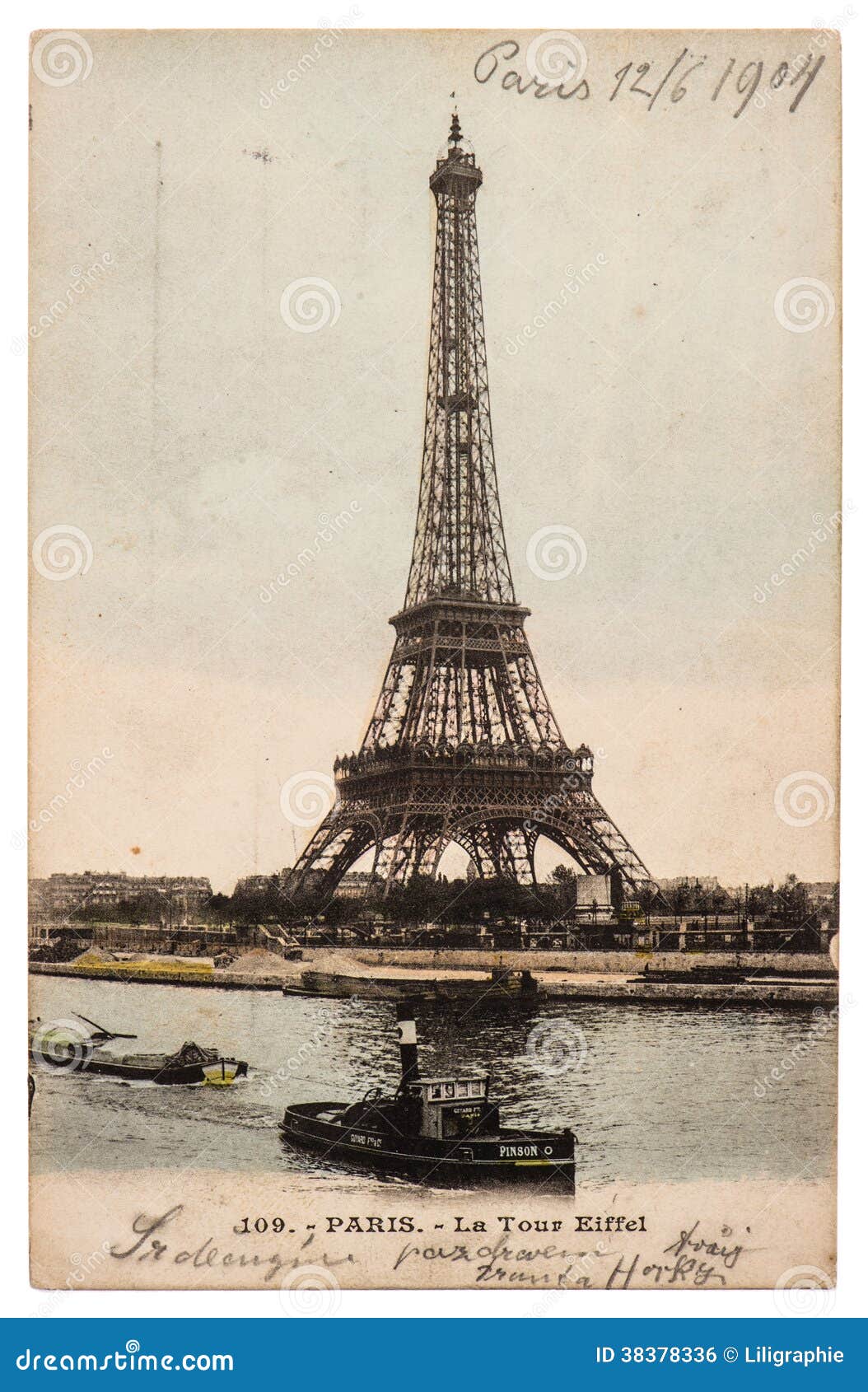 Eiffel Tower Vintage Postcard