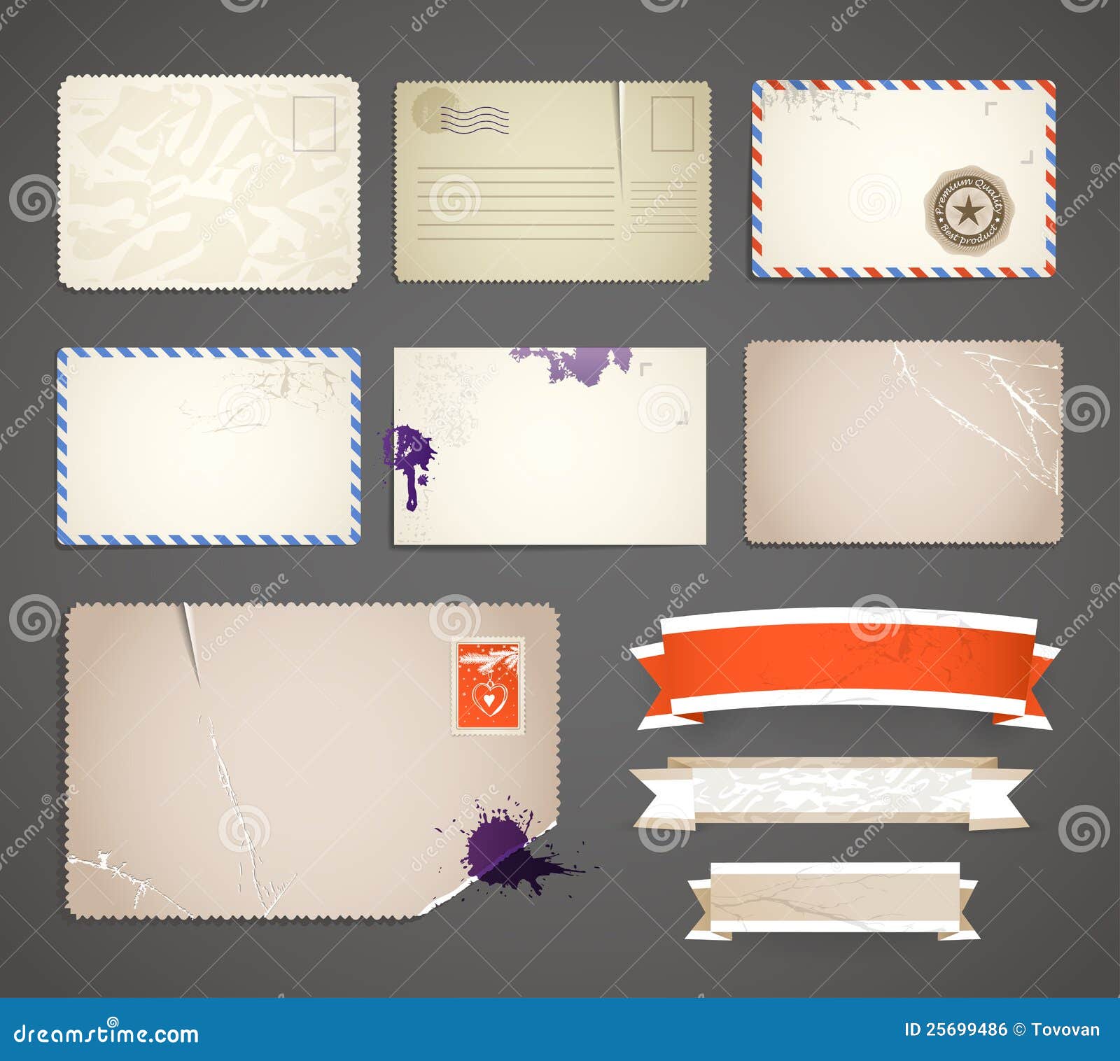 Vintage Postcard and Ribbons Stock Vector - Illustration of express ...