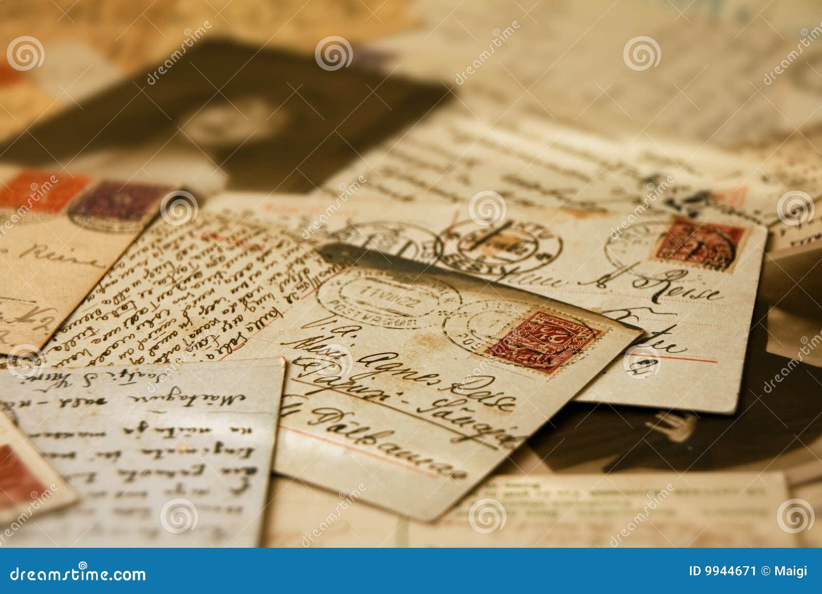 Vintage Postcards Old Handwritten Letter Used Paper Background Royalty ...