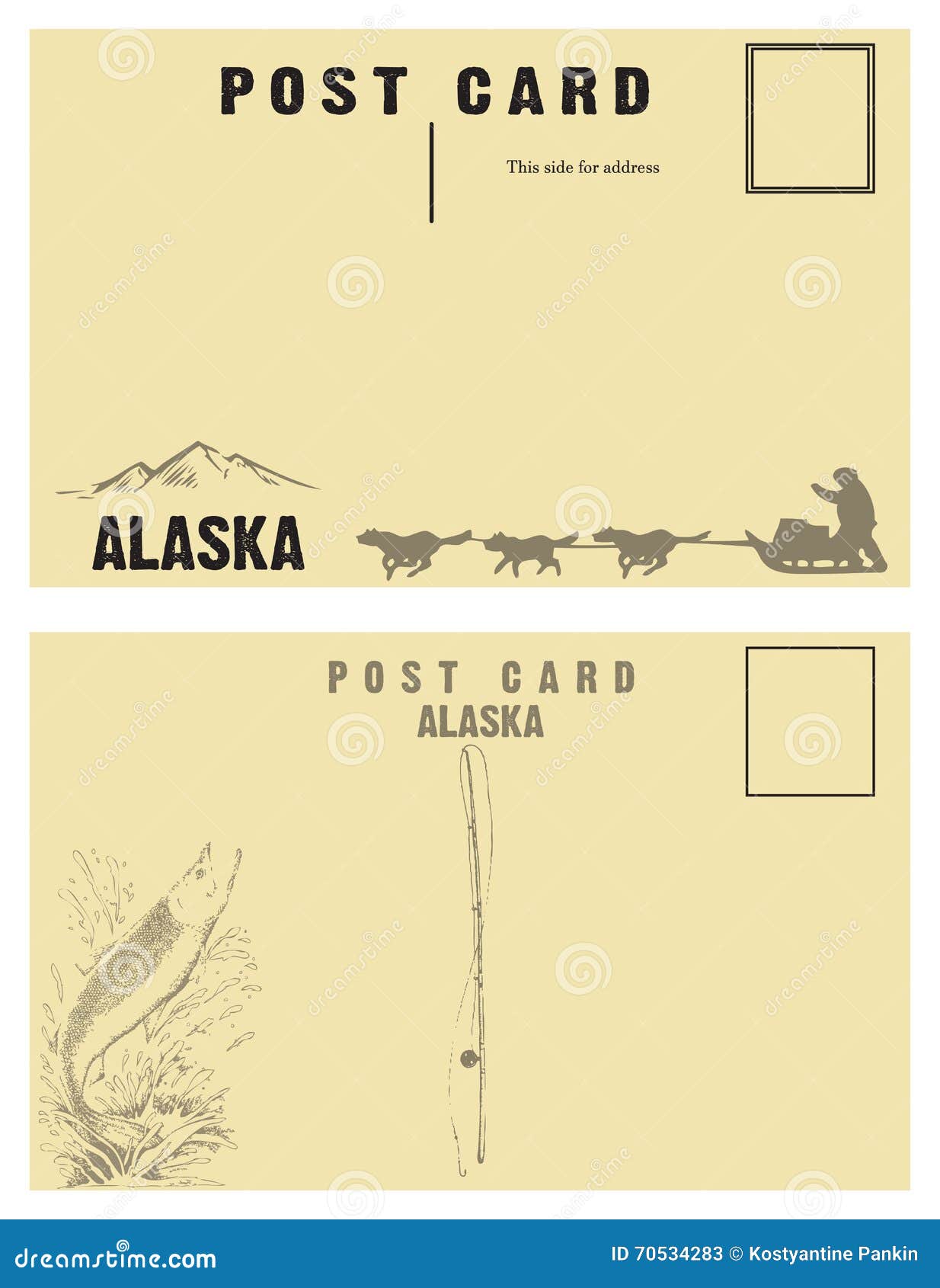 Vintage Postcards for State of Alaska Stock Vector - Illustration of ...