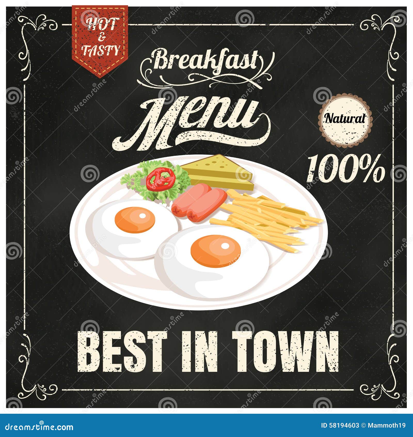 Vintage Poster. Breakfast Menu. Set on the Chalkboard Stock Vector ...