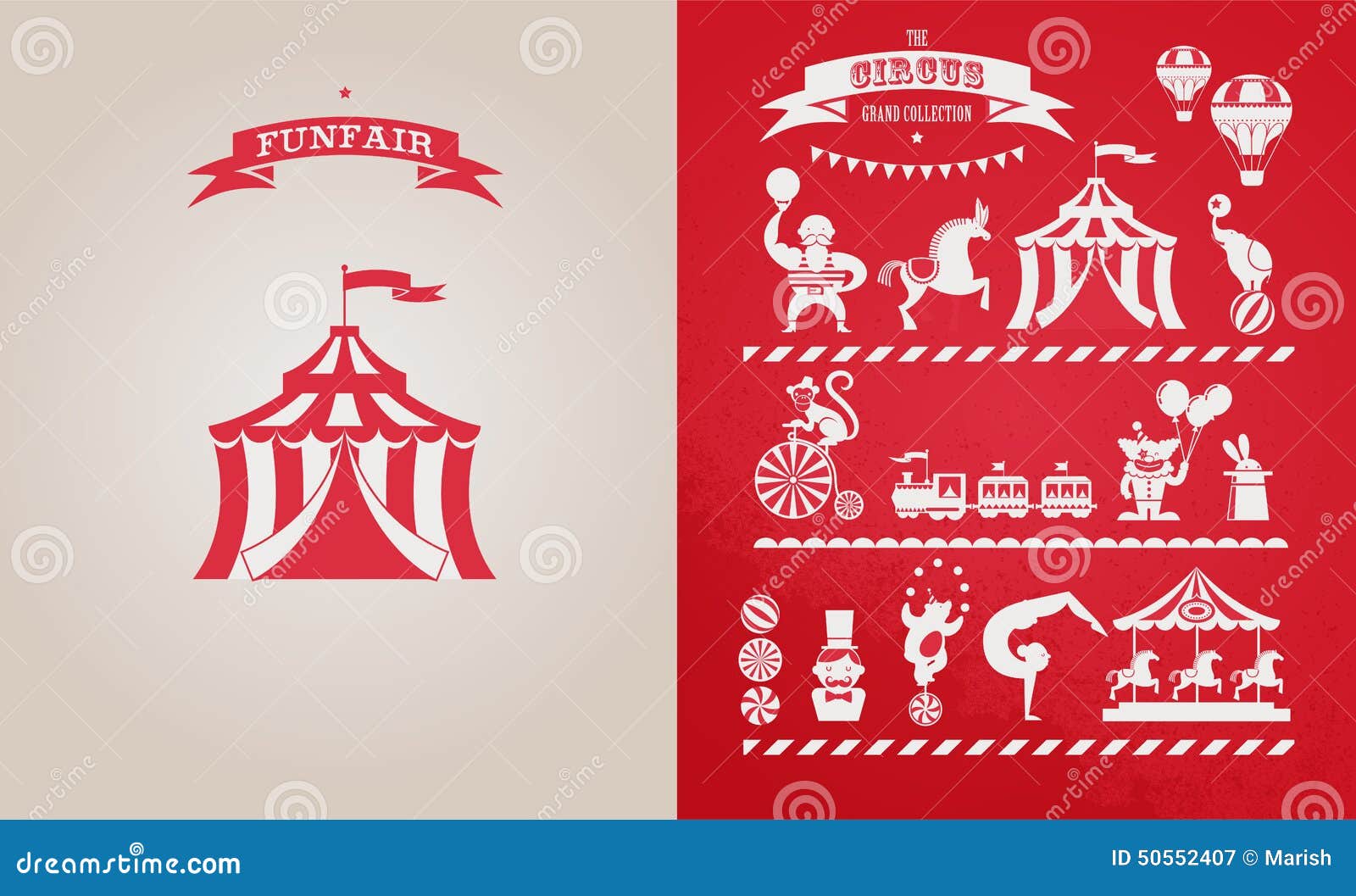 Vintage Poster with Carnival, Fun Fair, Circus Stock Vector ...