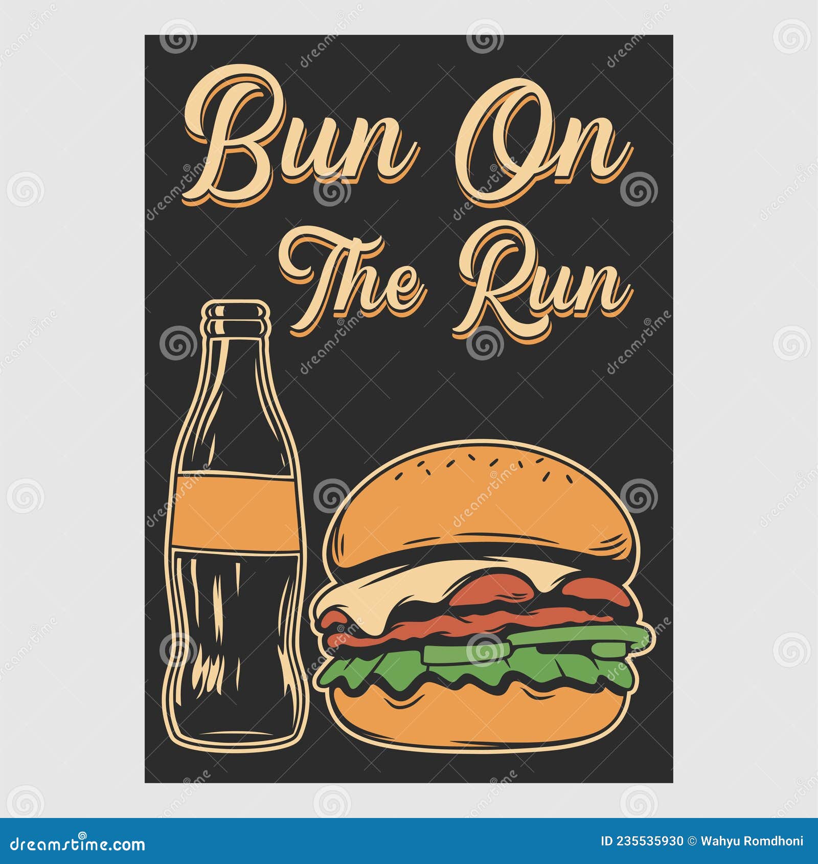 Vintage Poster Design Bun on the Run Stock Illustration - Illustration ...
