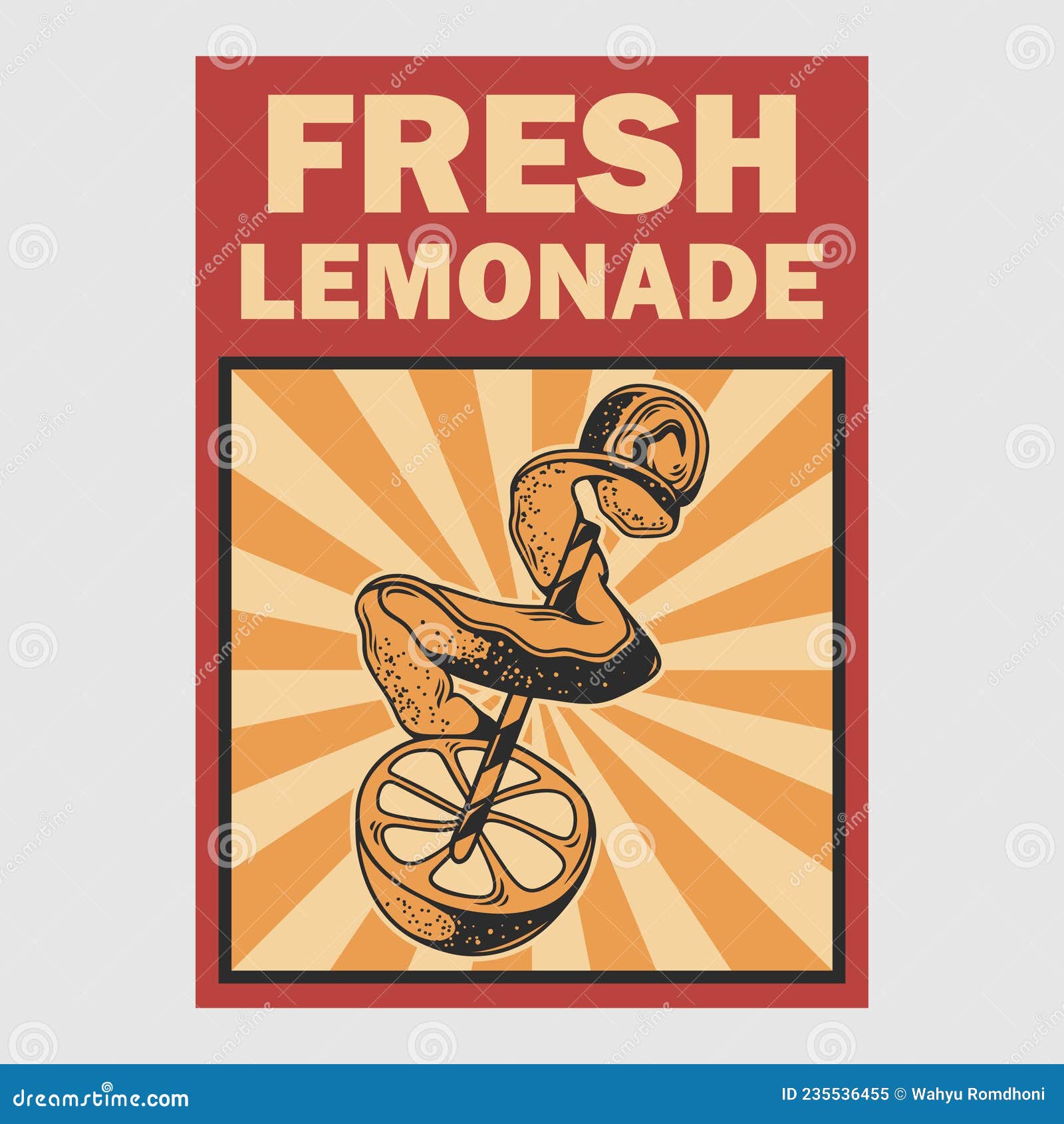 Lemonade Retro Poster. Brochure Marketing Placard With Fresh Lemon ...