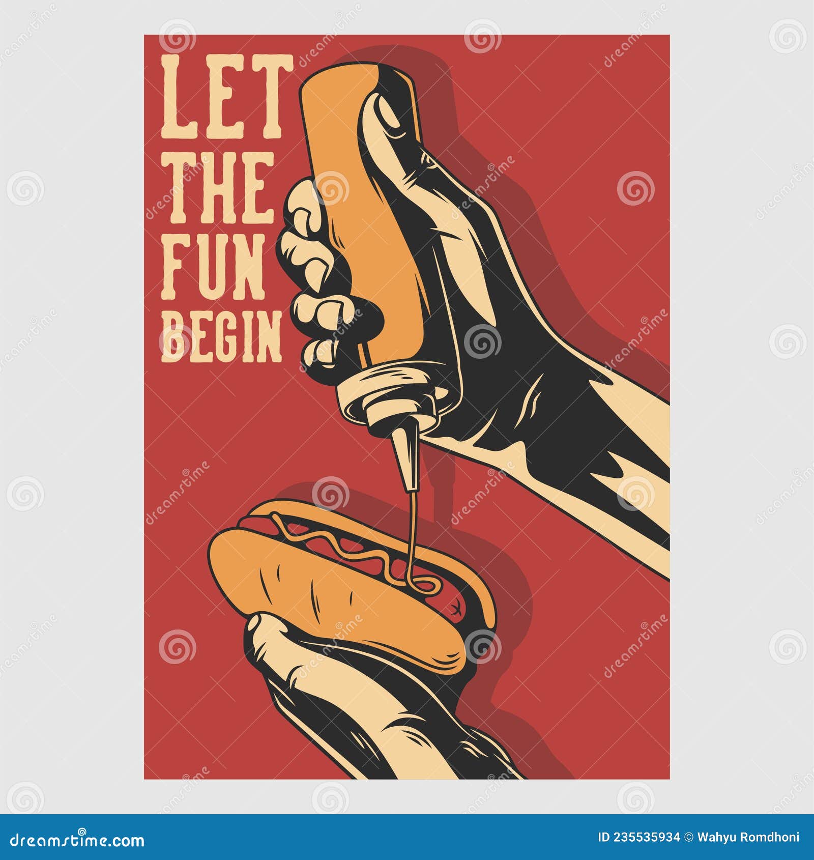 Vintage Poster Design Let the Fun Begin Stock Illustration ...