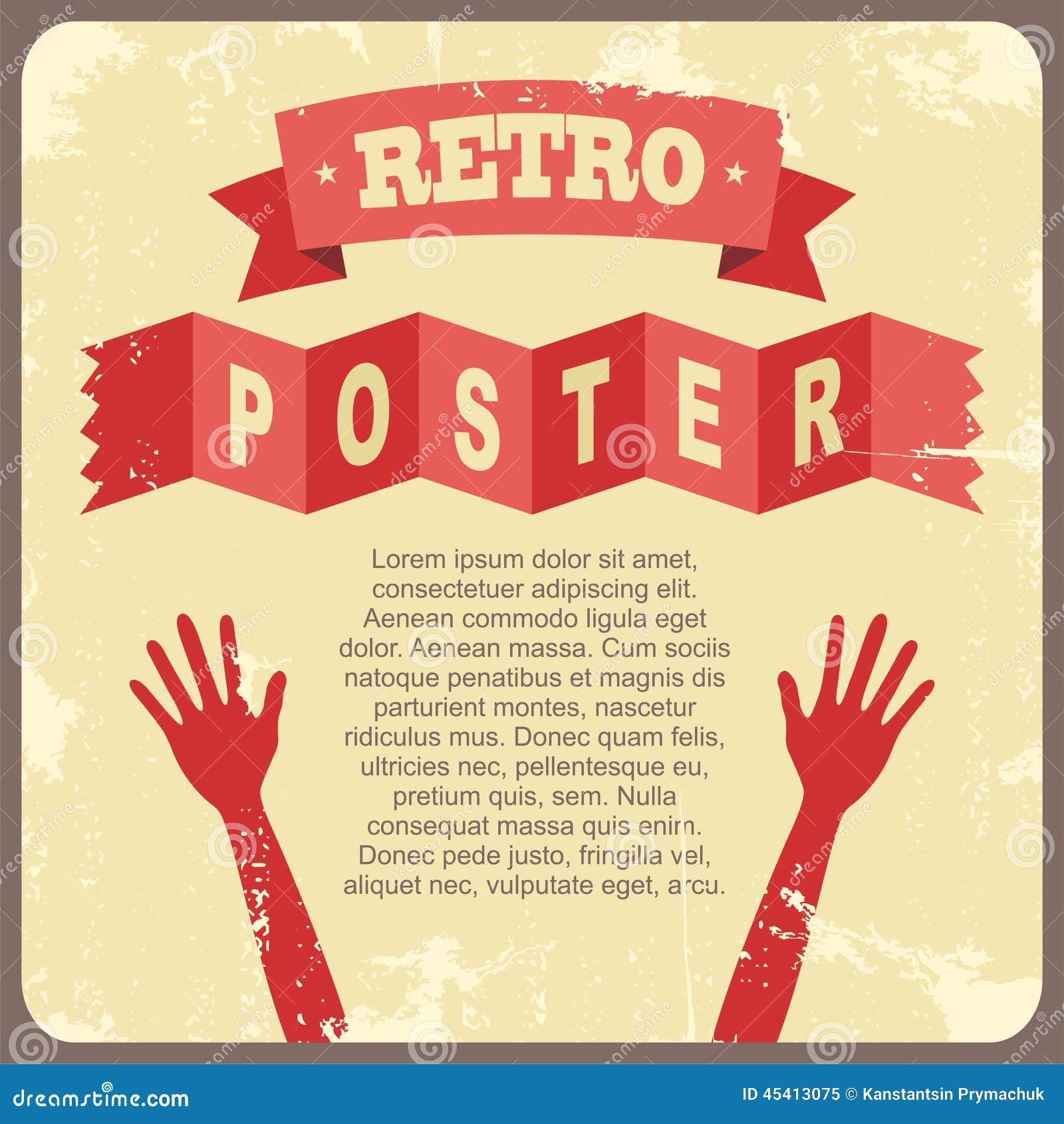 Vintage Poster with Hands. Vector Illustration Stock Vector ...