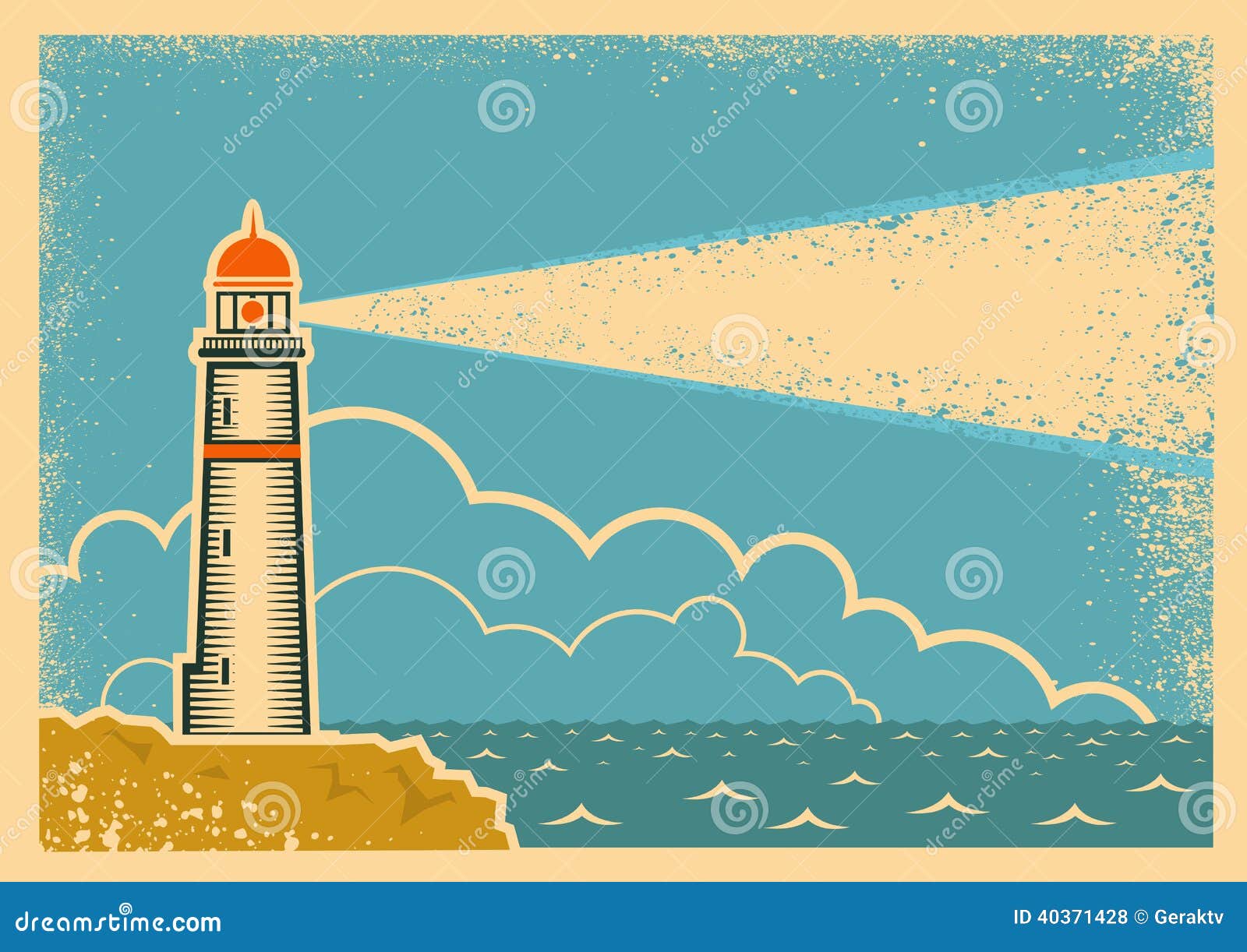 Vintage Poster with Lighthouse Stock Vector - Illustration of summer ...