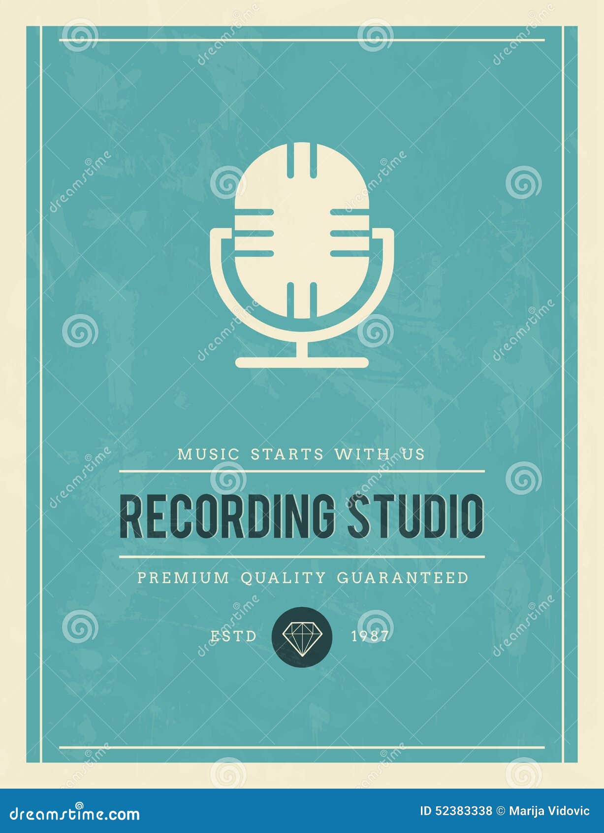 Vintage Poster for Recording Studio Stock Vector - Illustration of ...
