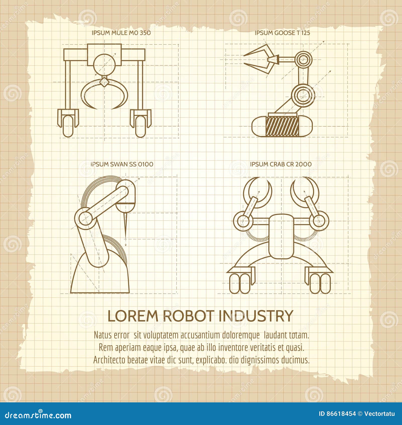 Vintage Poster of Robotic Armed Machines Stock Vector - Illustration of ...