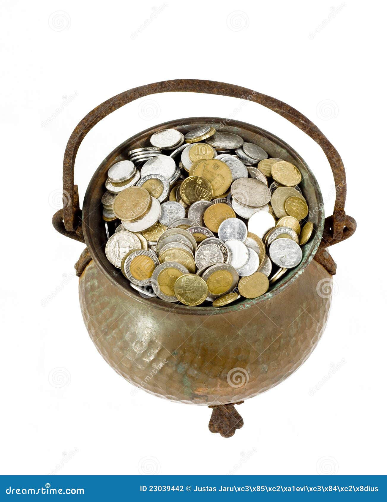 Vintage pot with coins stock photo. Image of cash, credit - 23039442