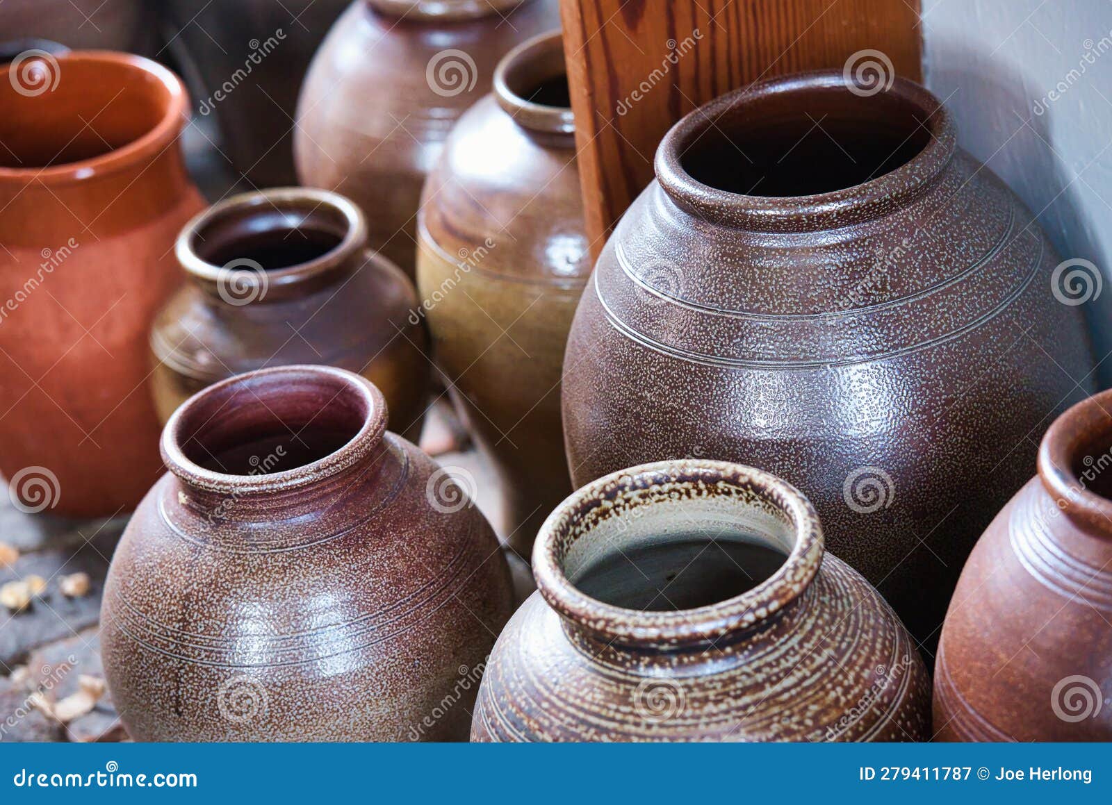 Vintage Pottery Storage Jars Stock Image - Image of utilitarian ...
