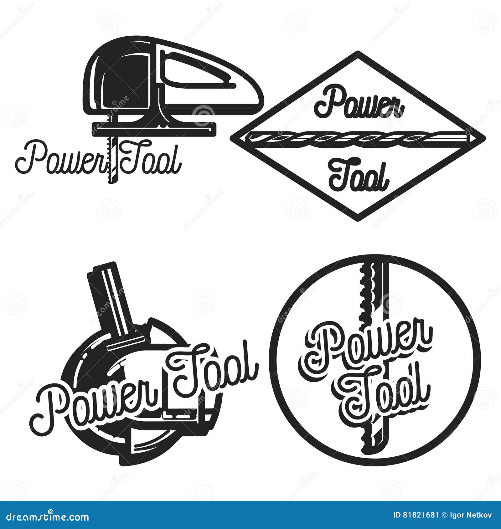 Vintage Power Tools Store Emblems Stock Vector - Illustration of ...