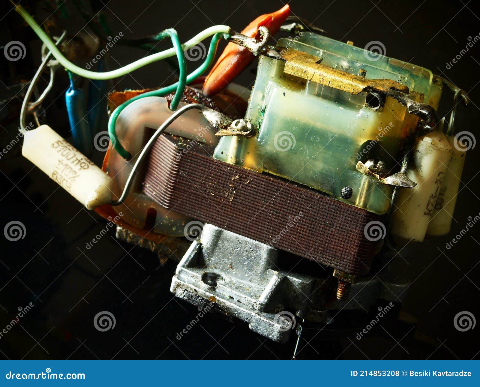 Vintage Power Transformer with Other Electronic Components Stock Photo ...
