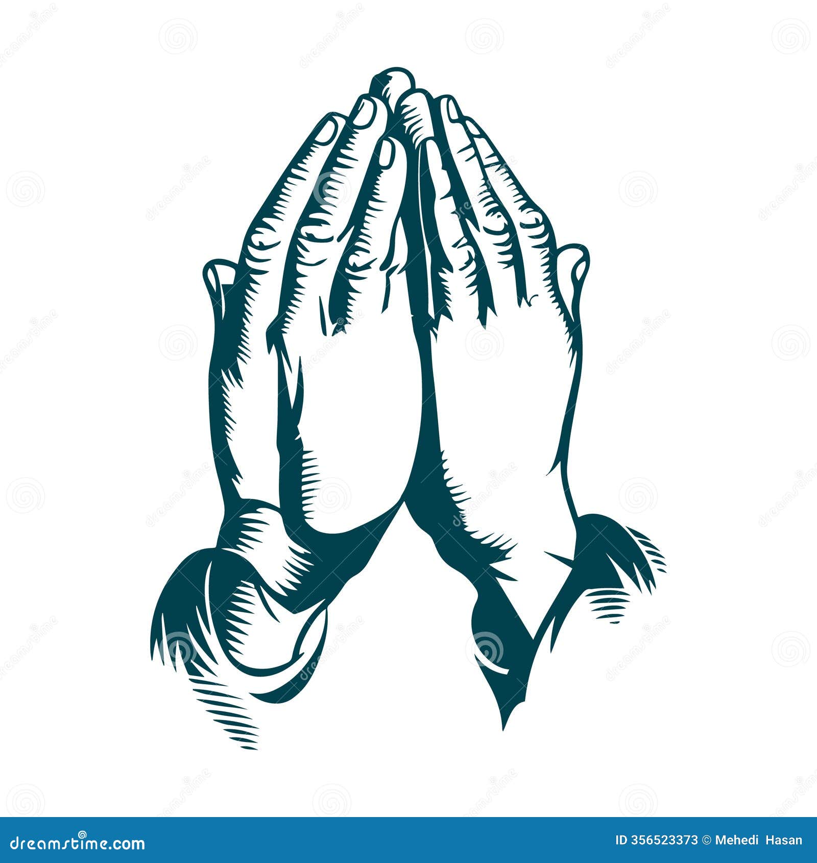 Praying Hand Drawing Vintage Clip Art Isolated On White Background ...