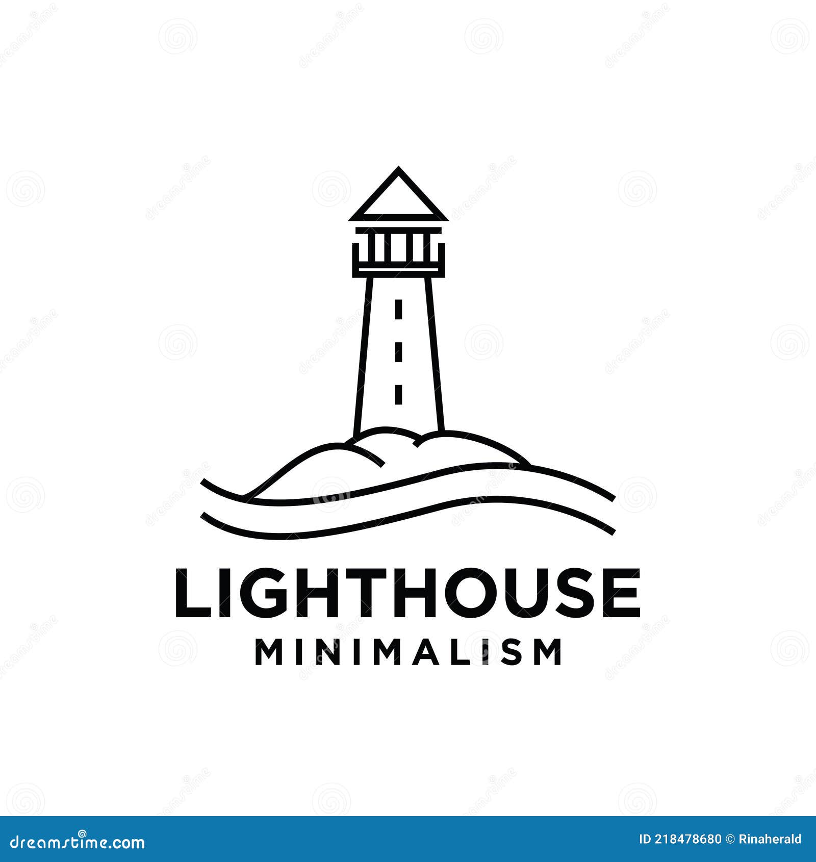 Vintage Premium Minimalism Lighthouse Vector Line Logo Design Stock ...