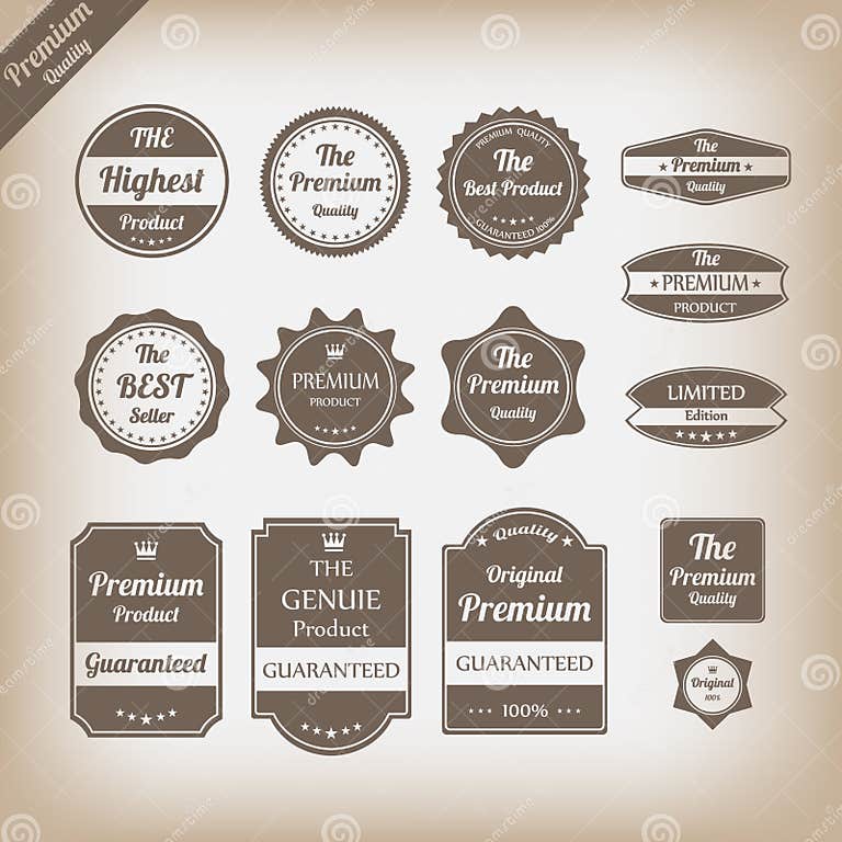 Vintage Premium Quality Labels Set. Stock Vector - Illustration of ...