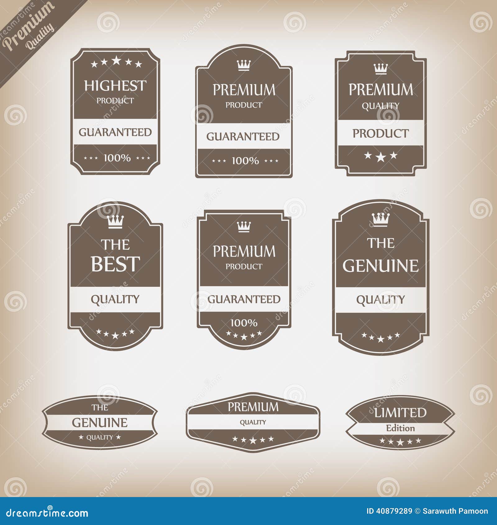 Vintage Premium Quality Labels Set. Stock Vector - Illustration of ...