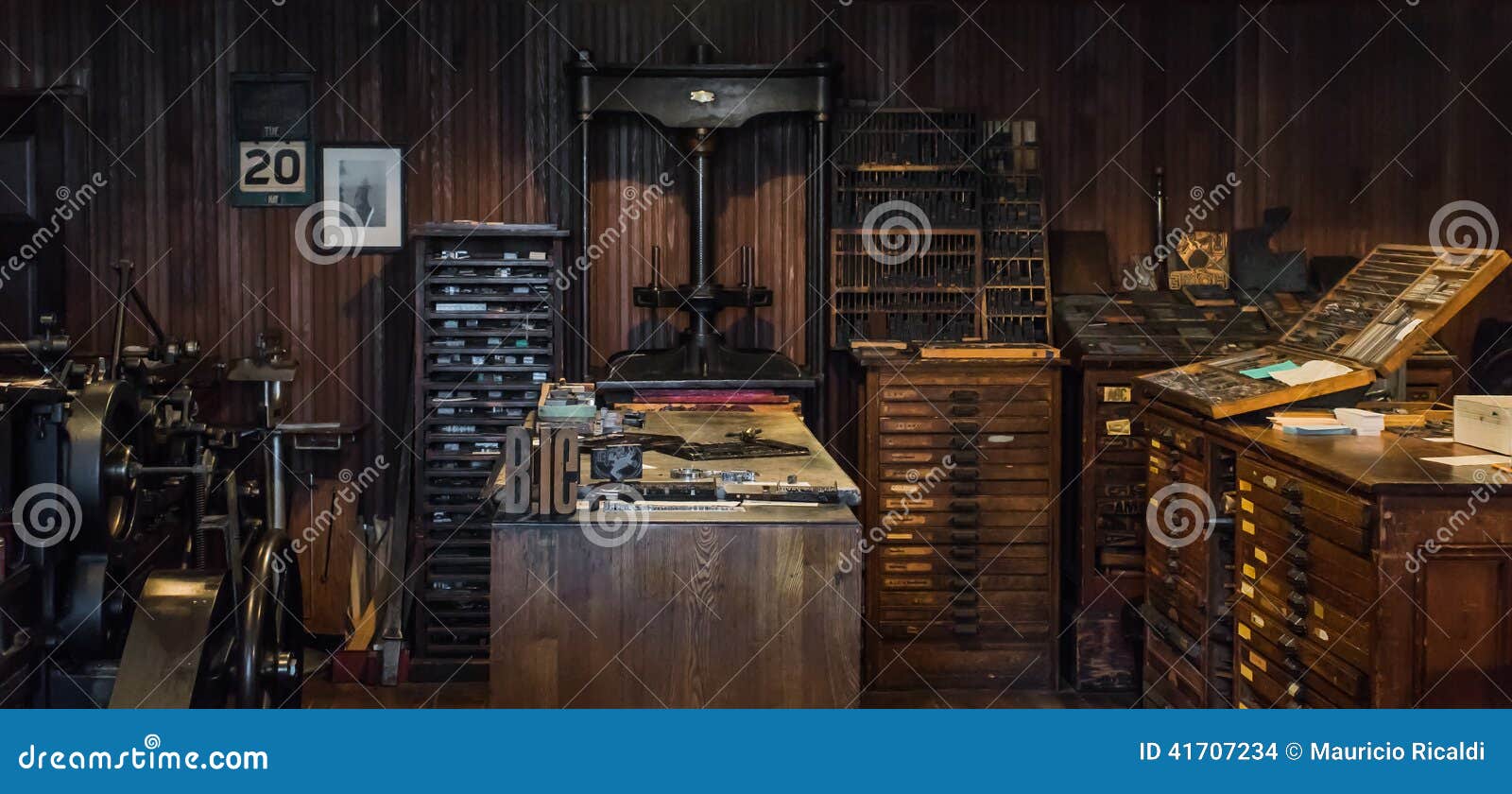 Vintage print press room stock photo. Image of equipment - 41707234