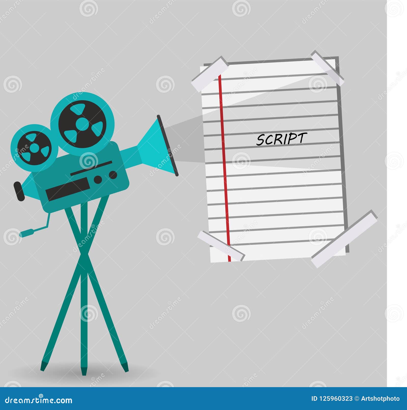 Vintage Professional Camera for Movies and a Script Page Stock ...