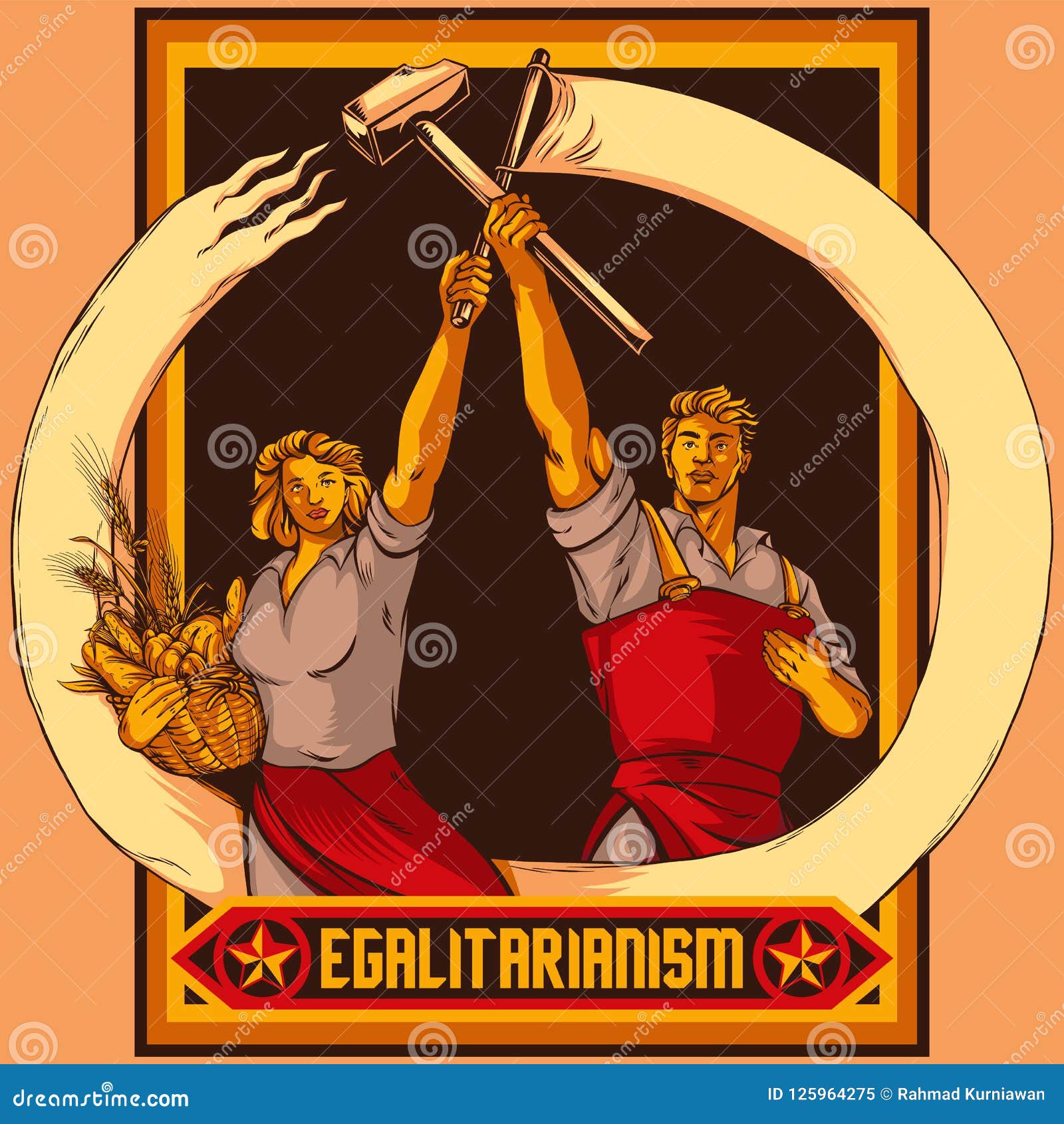 Work Create Retro Soviet Work Propaganda Stock Vector