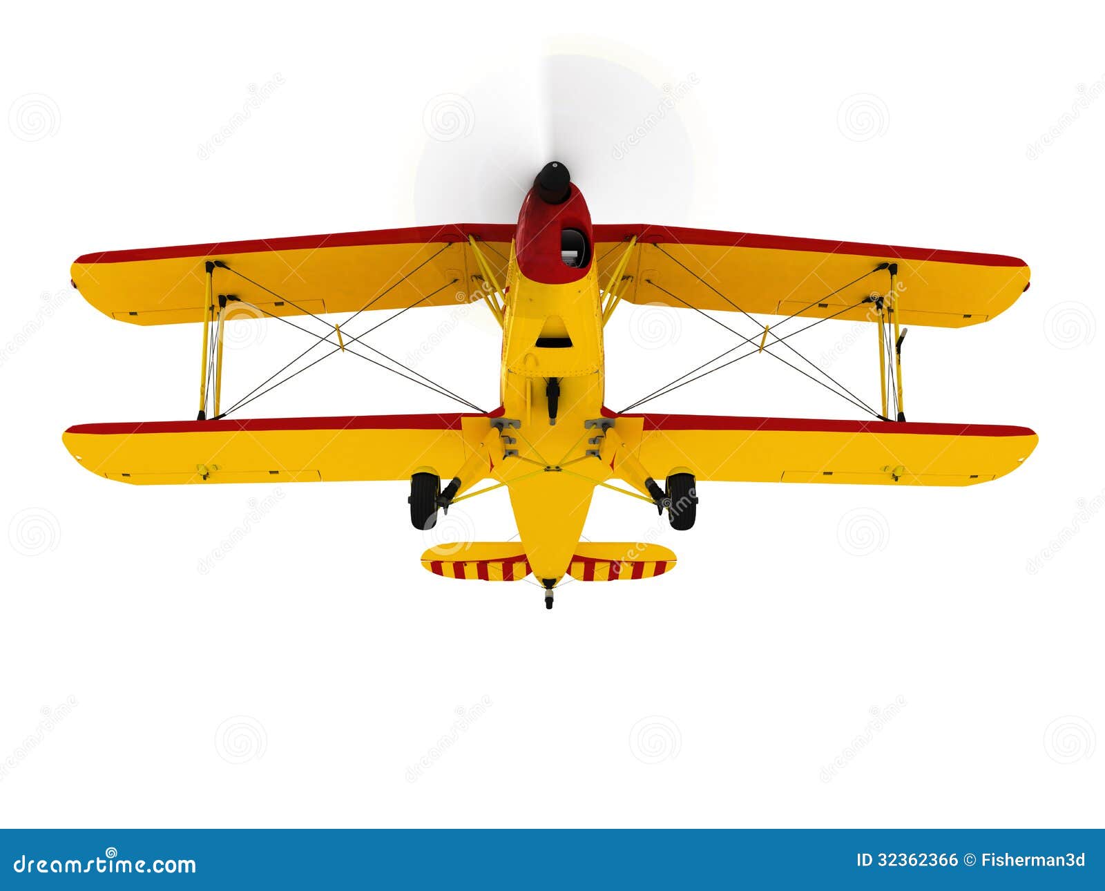 Old Propeller Biplane Airplane. Side View. Blue Screen Background. 3d ...