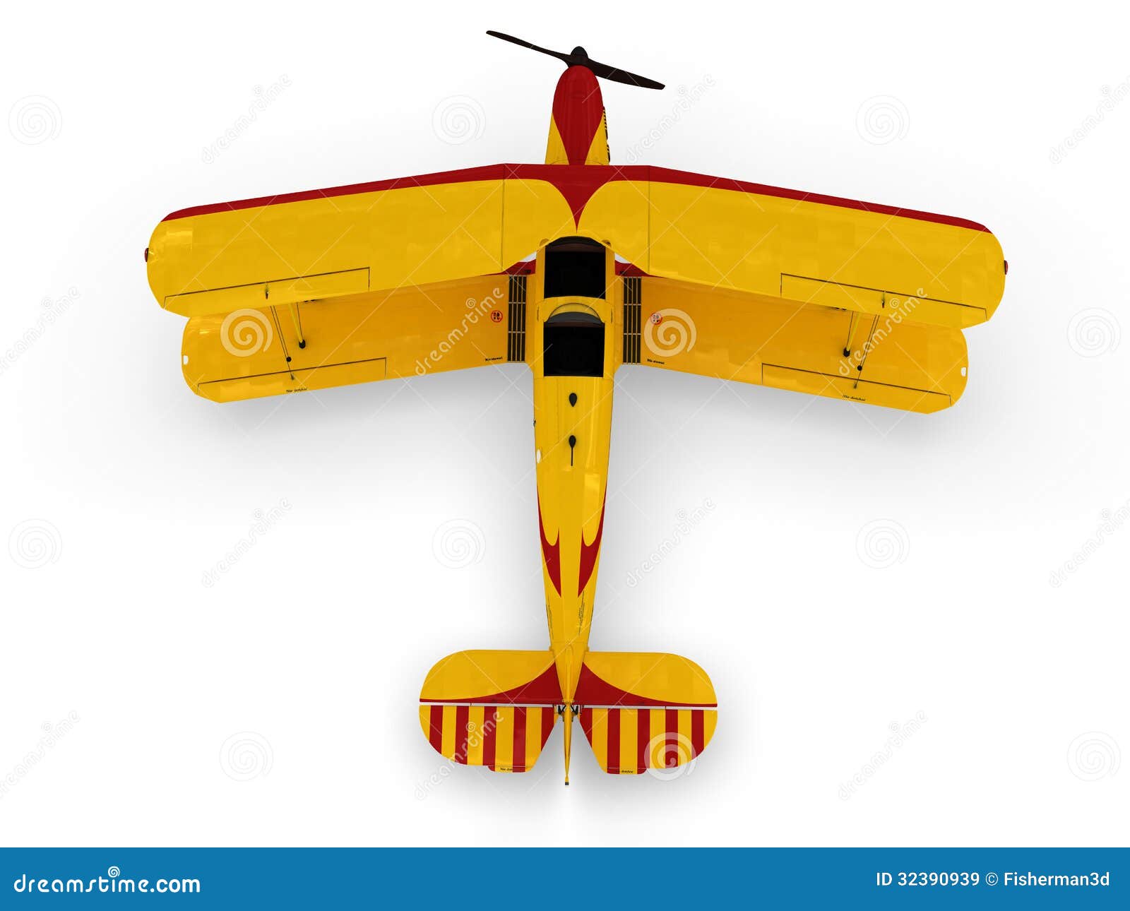 Old Propeller Biplane Airplane. Side View. Blue Screen Background. 3d ...