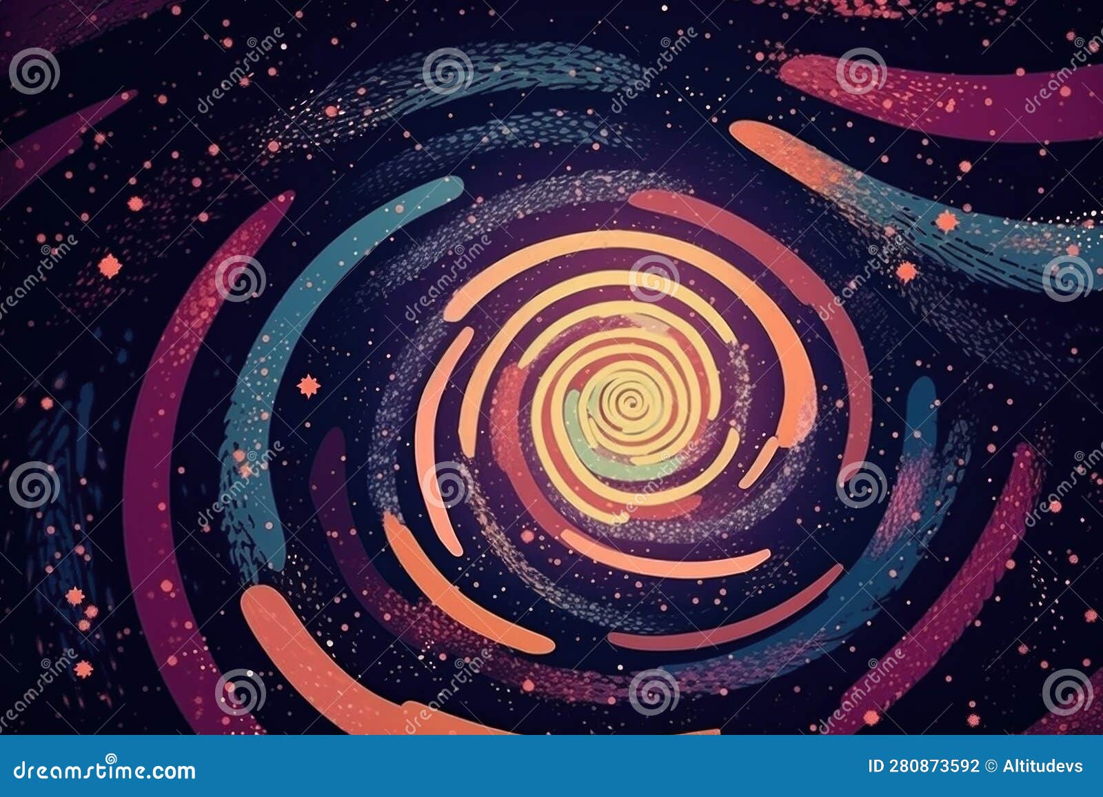 Vintage Psychedelic Poster Featuring a Spiral Galaxy in Outer Space ...