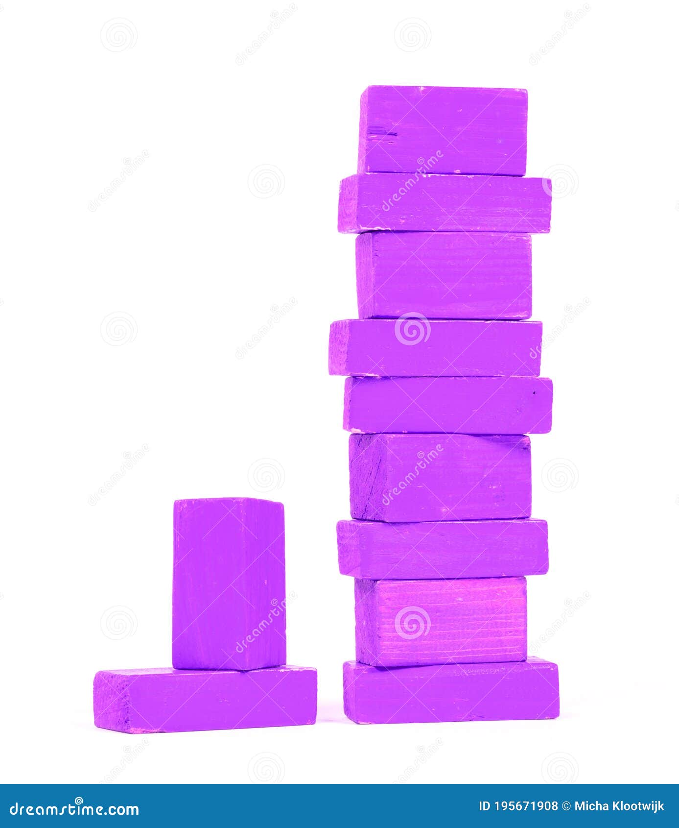 Vintage Purple Building Blocks Isolated on White Stock Photo - Image of ...