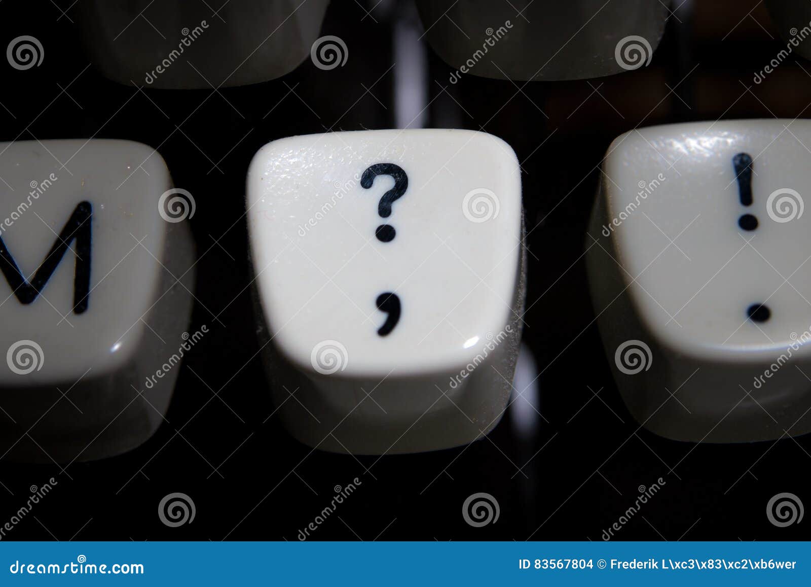 Vintage Question Mark Key Highlighted Stock Photo - Image of office ...