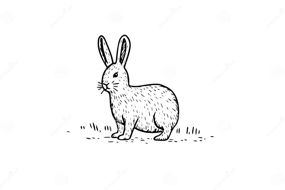 Vintage Rabbit Sketch: Hand-Drawn Vector Illustration, Easter Bunny ...