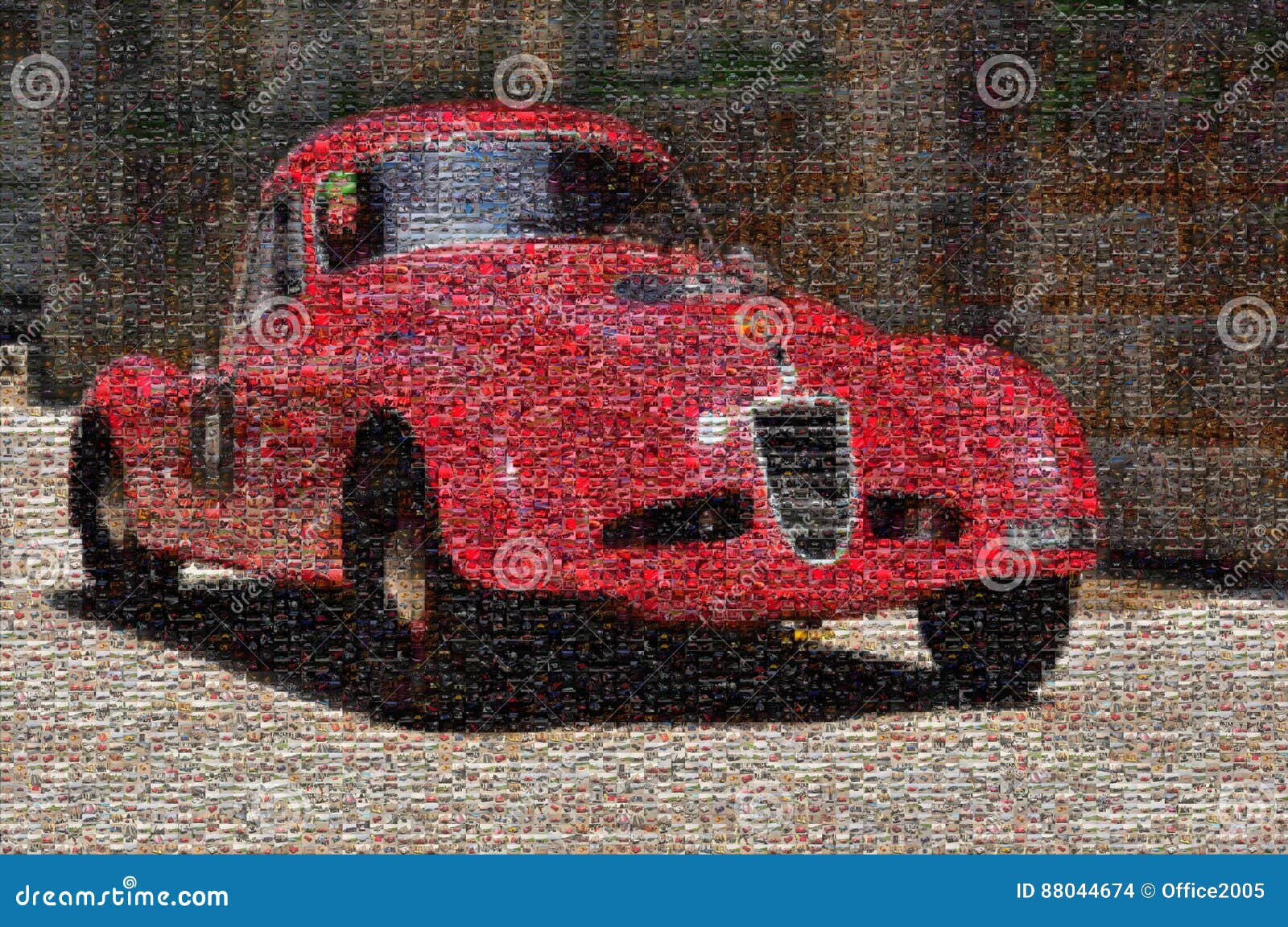 Vintage race car, mosaic editorial stock image. Image of transportation ...