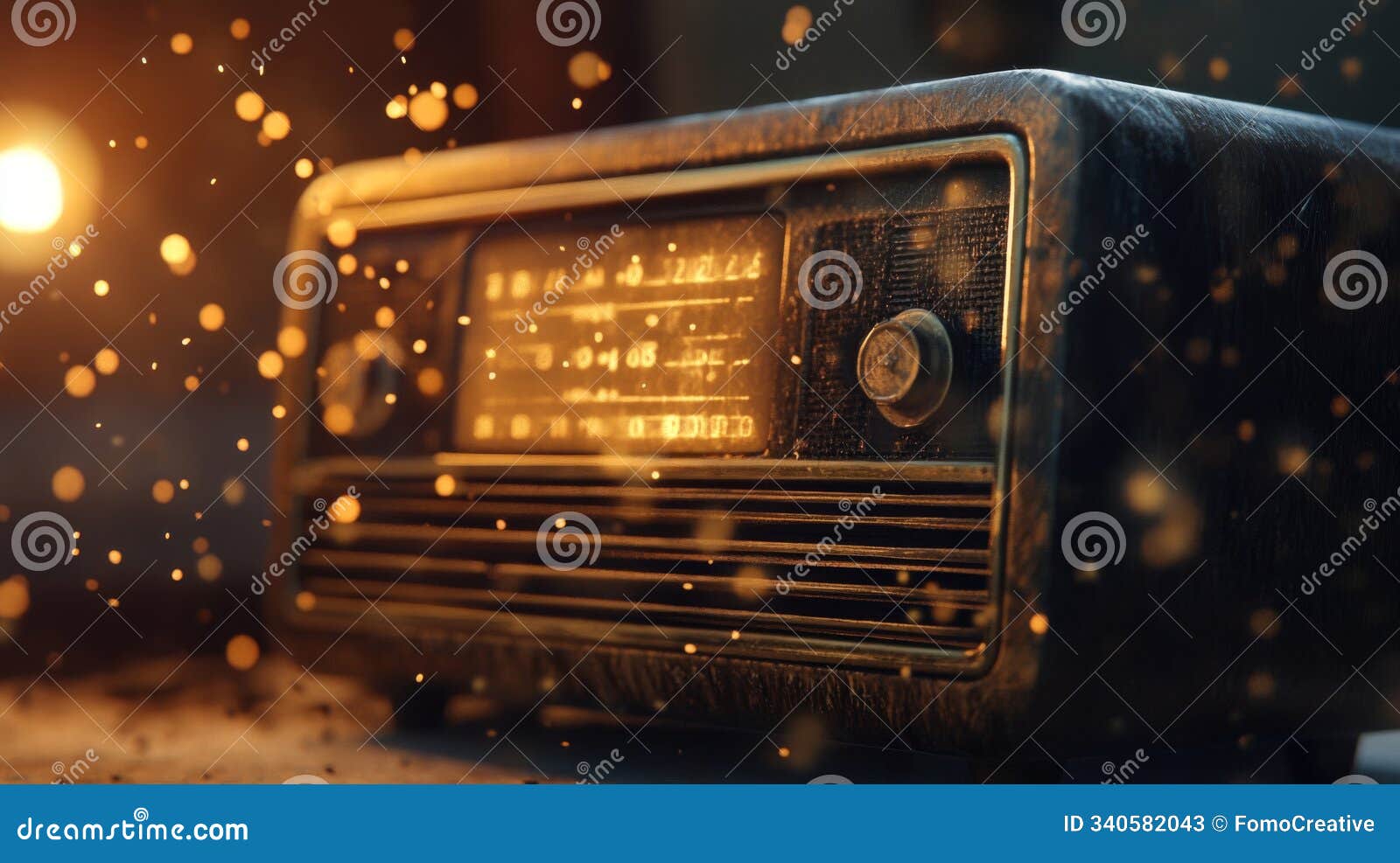 Vintage Radio with Dust Particles in Warm Lighting Stock Illustration ...