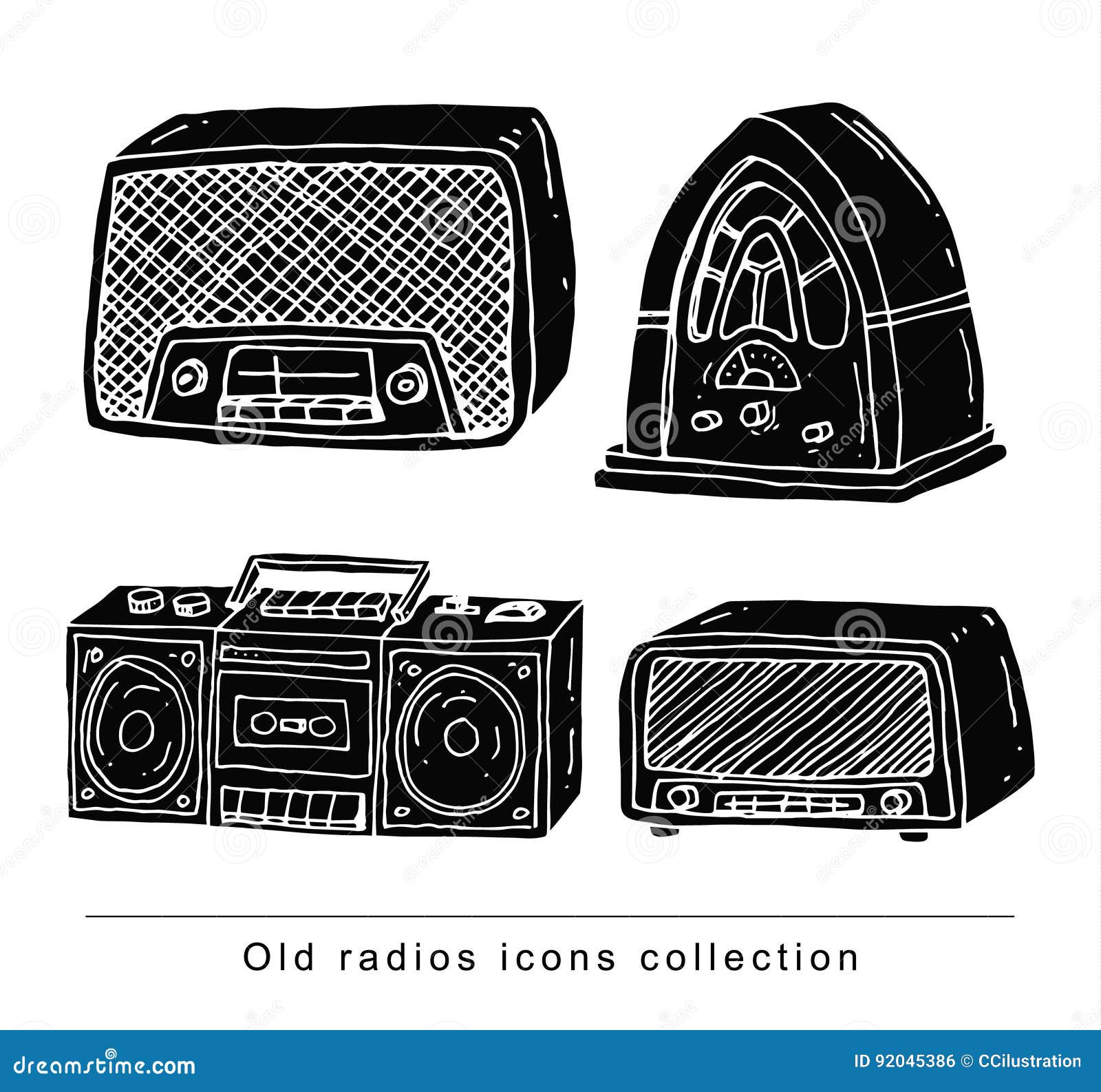 Vintage Radio Set, Vector Illustration Stock Vector - Illustration of ...