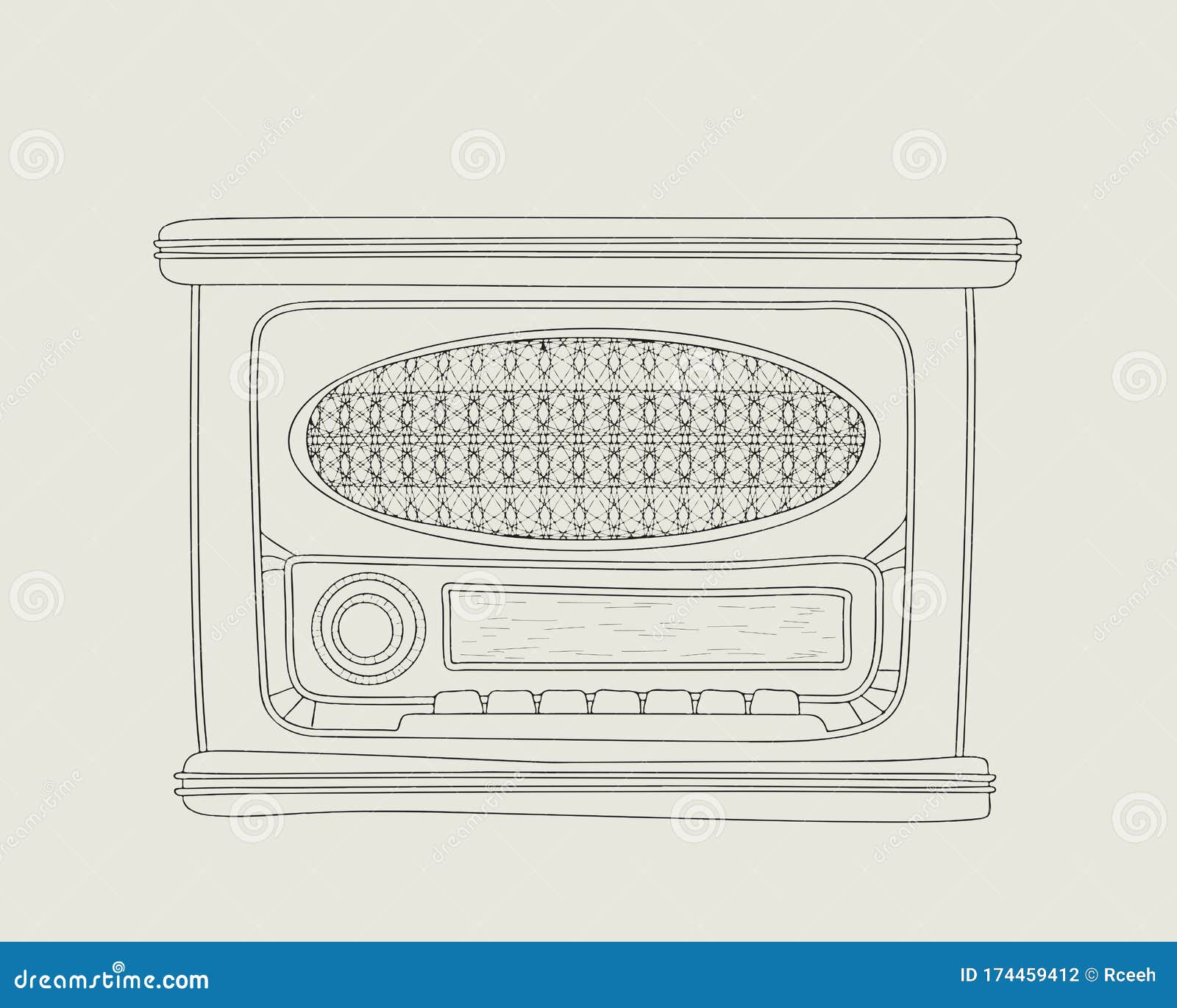 Vintage radio sketch stock vector. Illustration of electronics - 174459412
