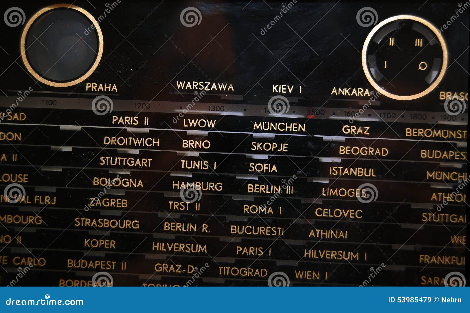 Vintage radio stations stock image. Image of antique - 53985479