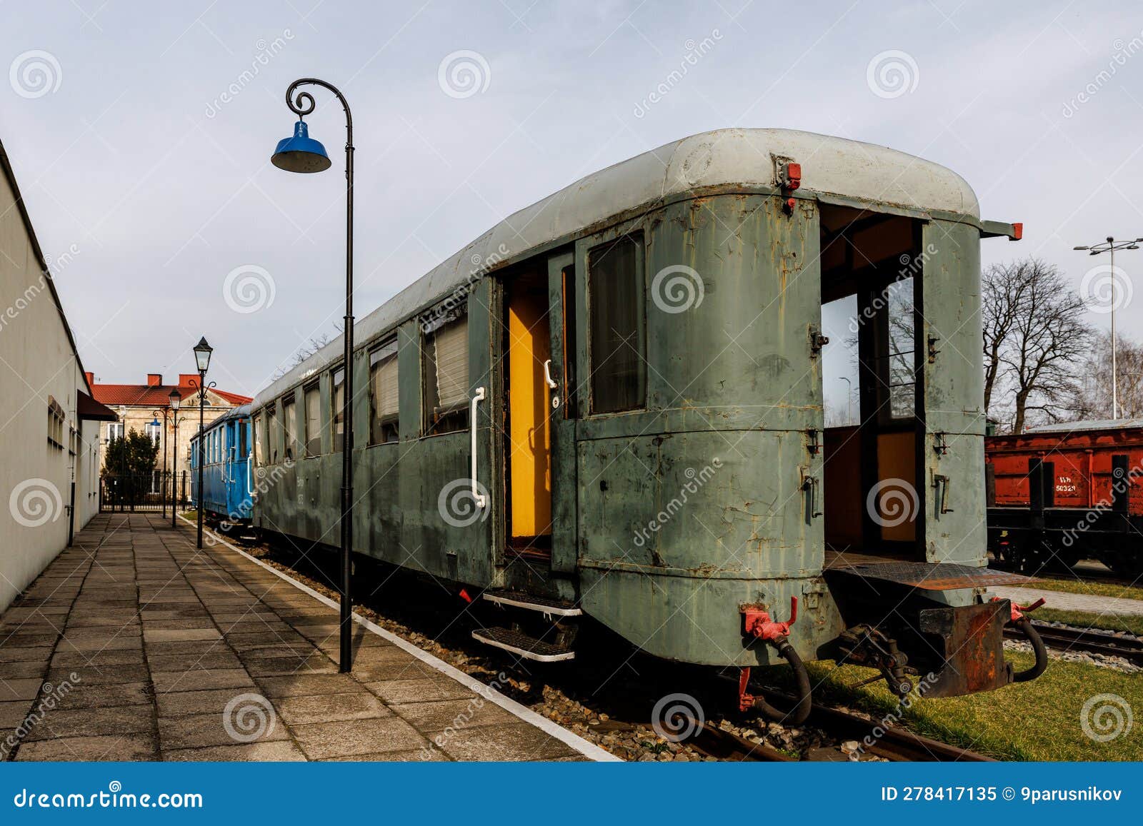 Vintage Railway Carriage Train Waiting on the Platform. Stock Image ...