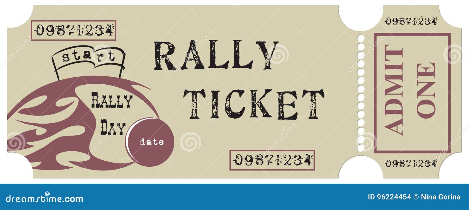 Vintage Rally Ticket stock vector. Illustration of entree - 96224454