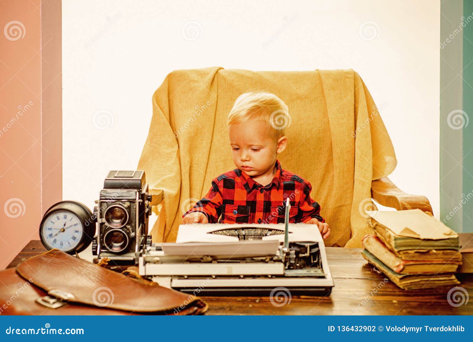 Vintage is Real Class. Little Boy Type Paper on Vintage Typewriter ...