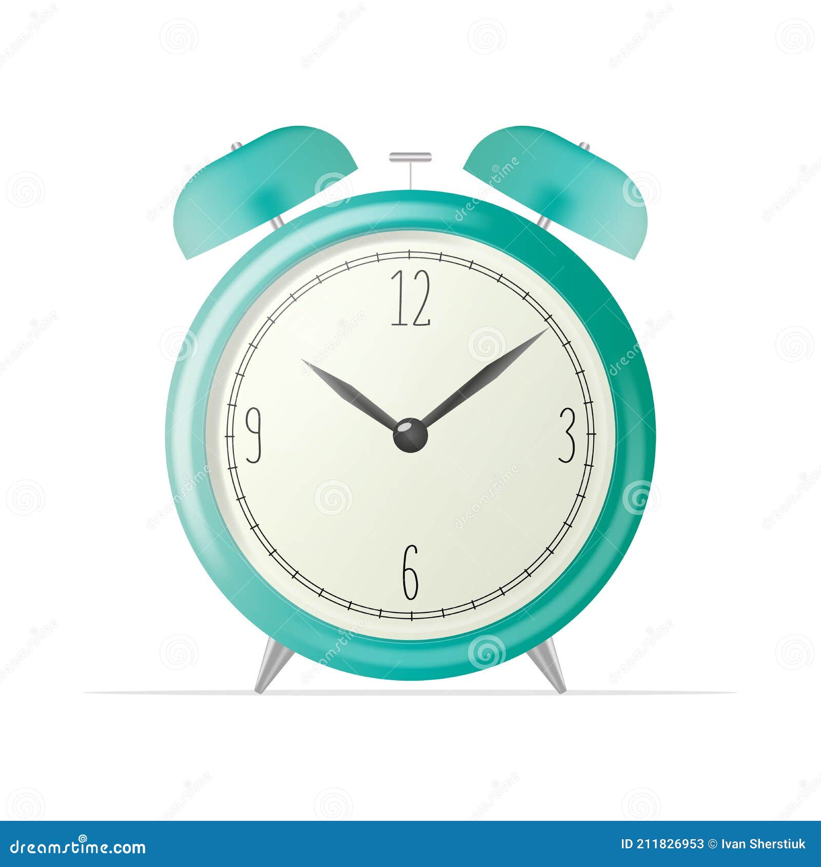 Vintage Realistic Green Alarm Clock. Vector Stock Vector - Illustration ...