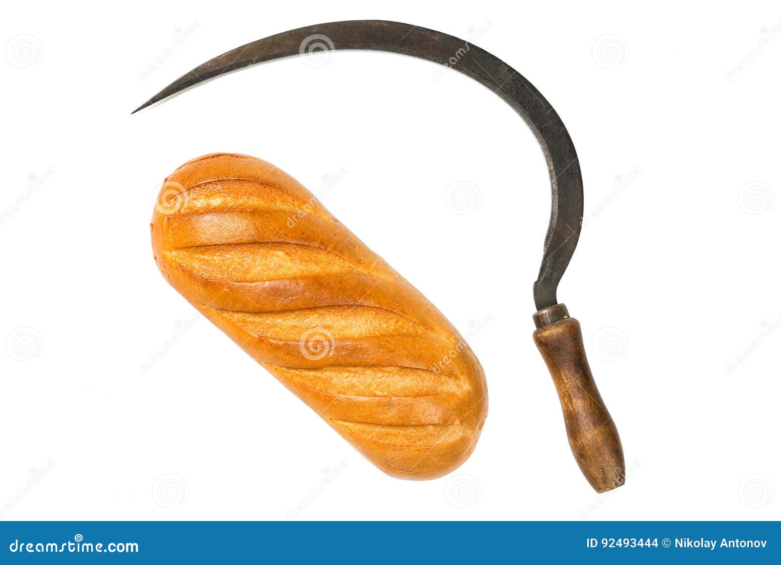 Vintage Reaper Hook Sickle Bread Isolated White Background Photos ...