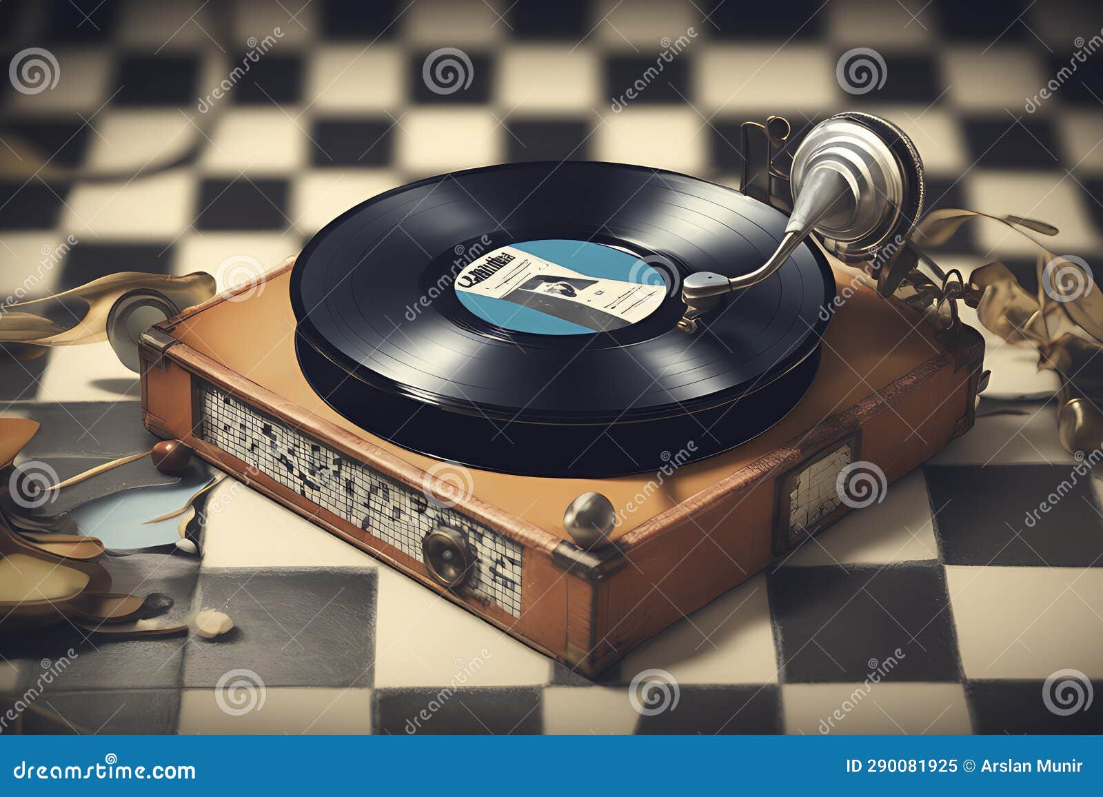 A Vintage Record Collection Stock Illustration - Illustration of ...