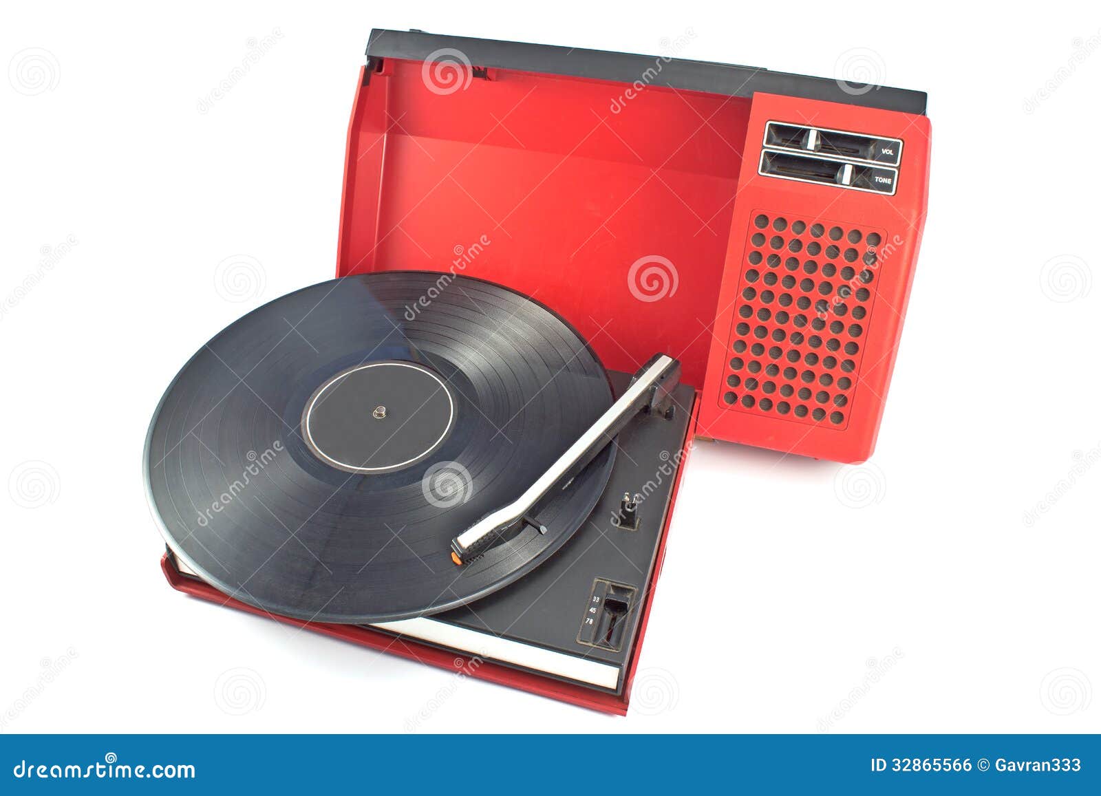 Vintage Record Player - Portable Turntable Stock Photo - Image of media ...