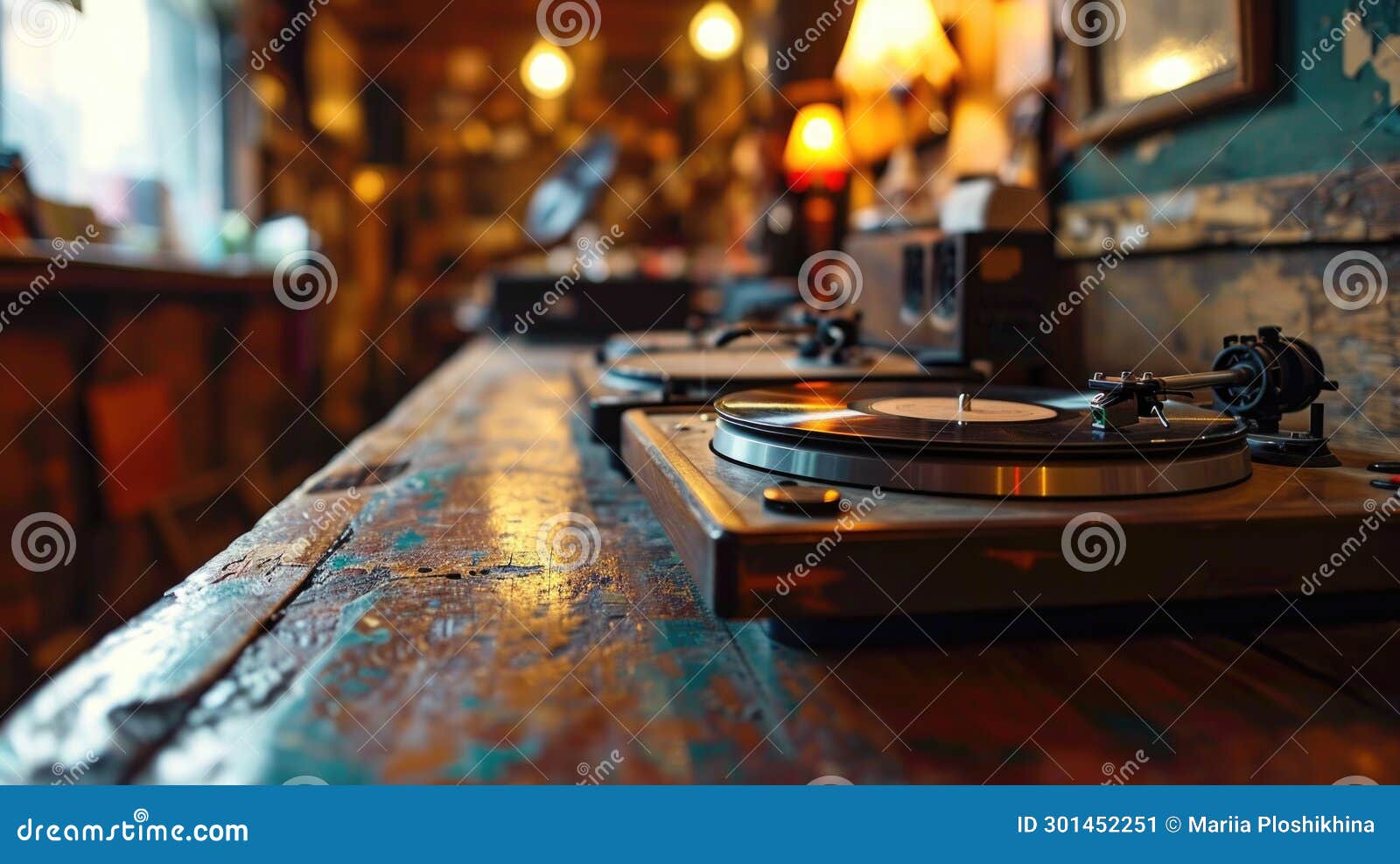 Vintage Record Player Turntable Inside Vintage Store. Stock Image ...