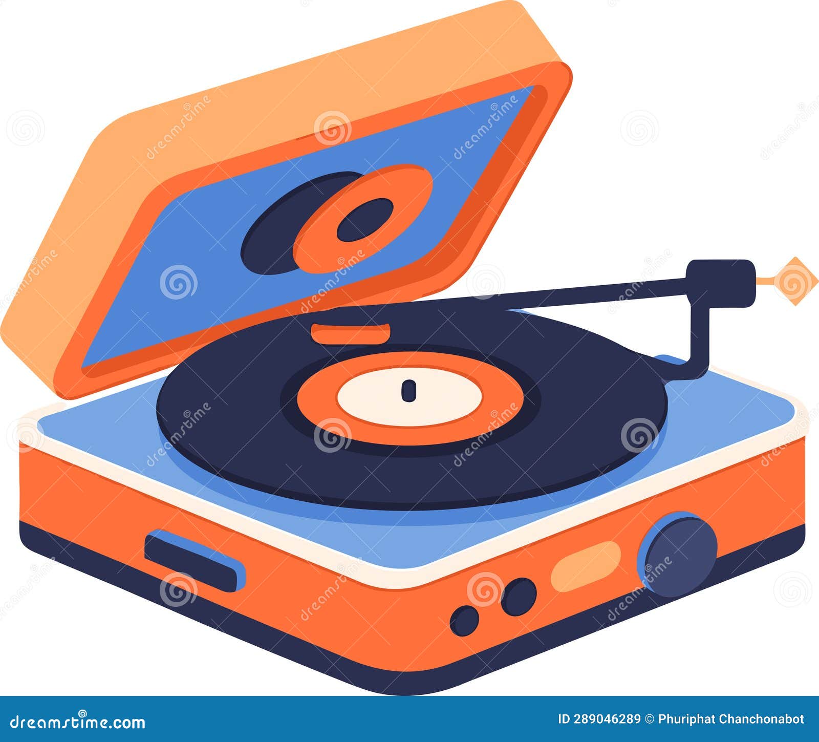 Vintage Record Player in UX UI Flat Style Stock Illustration ...